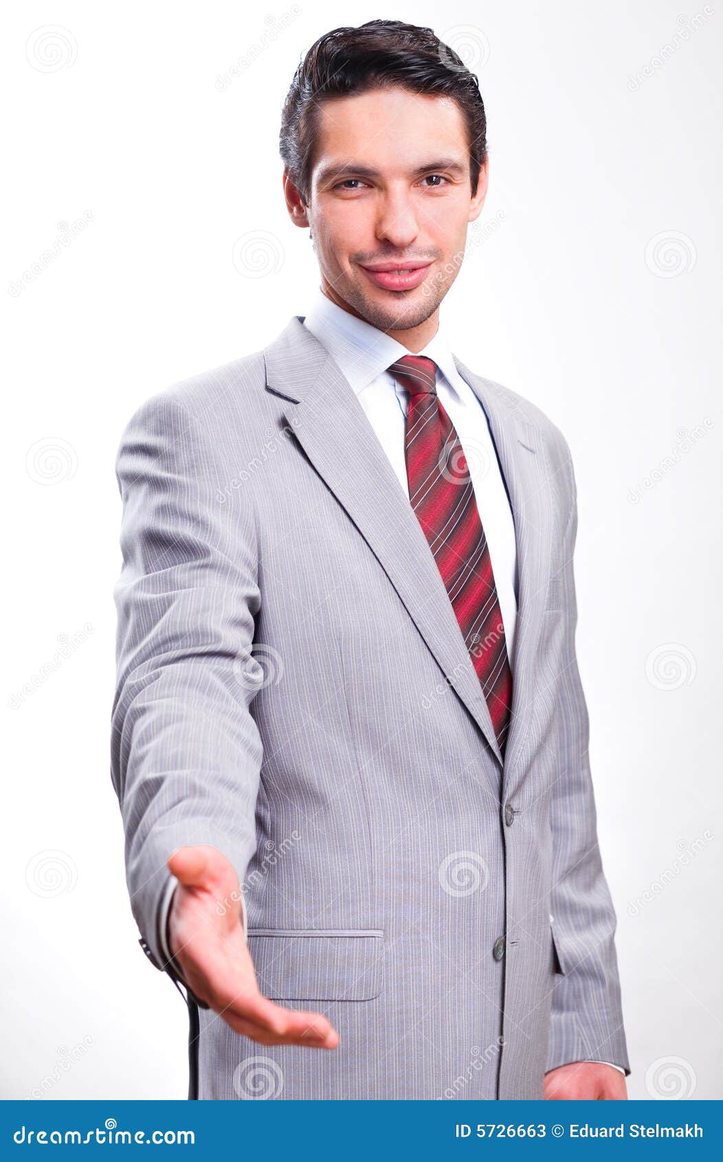 Handshake. Smile. Businessman in the Studio Stock Image - Image of hand ...