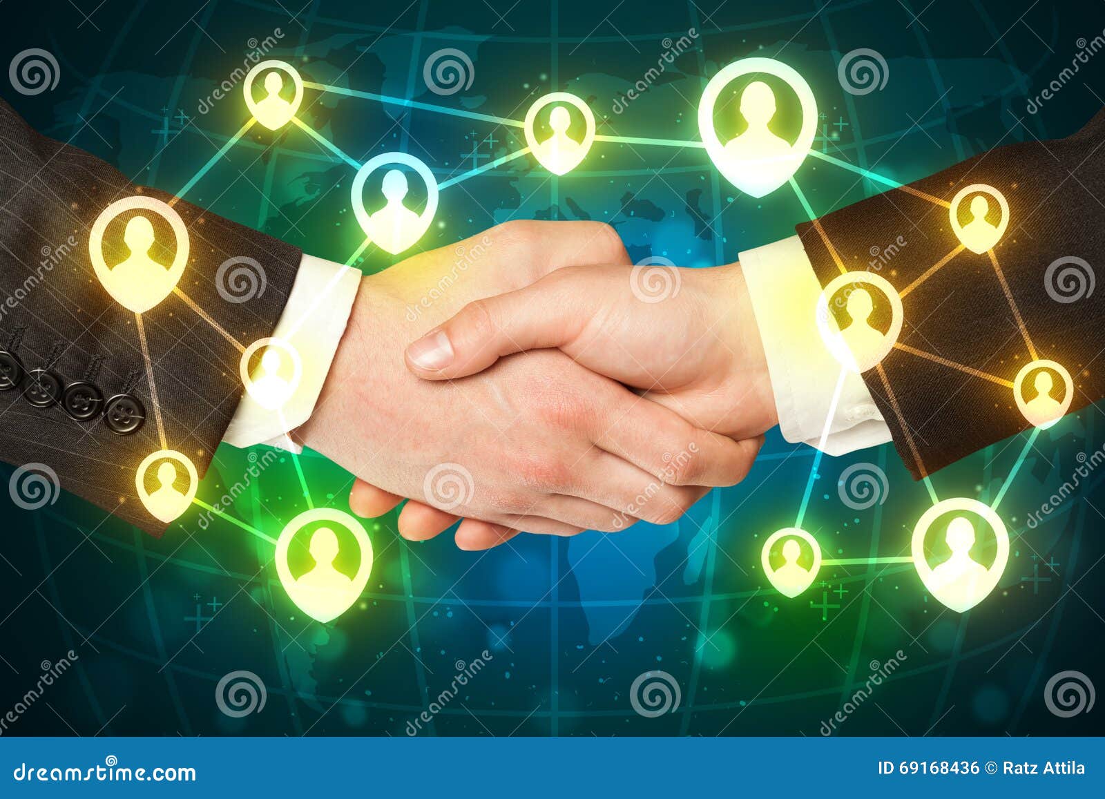 Handshake, Social Netwok Concept Stock Photo - Image of communication ...