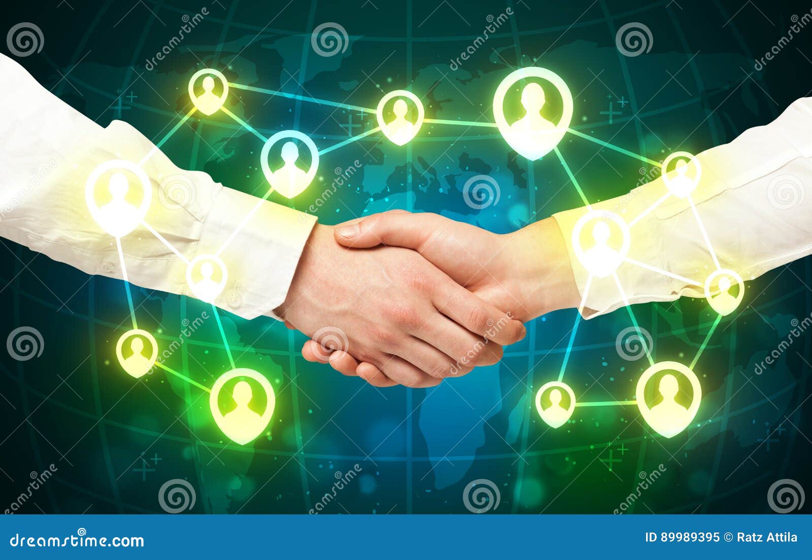 Handshake, Social Netwok Concept Stock Image - Image of hand, network ...