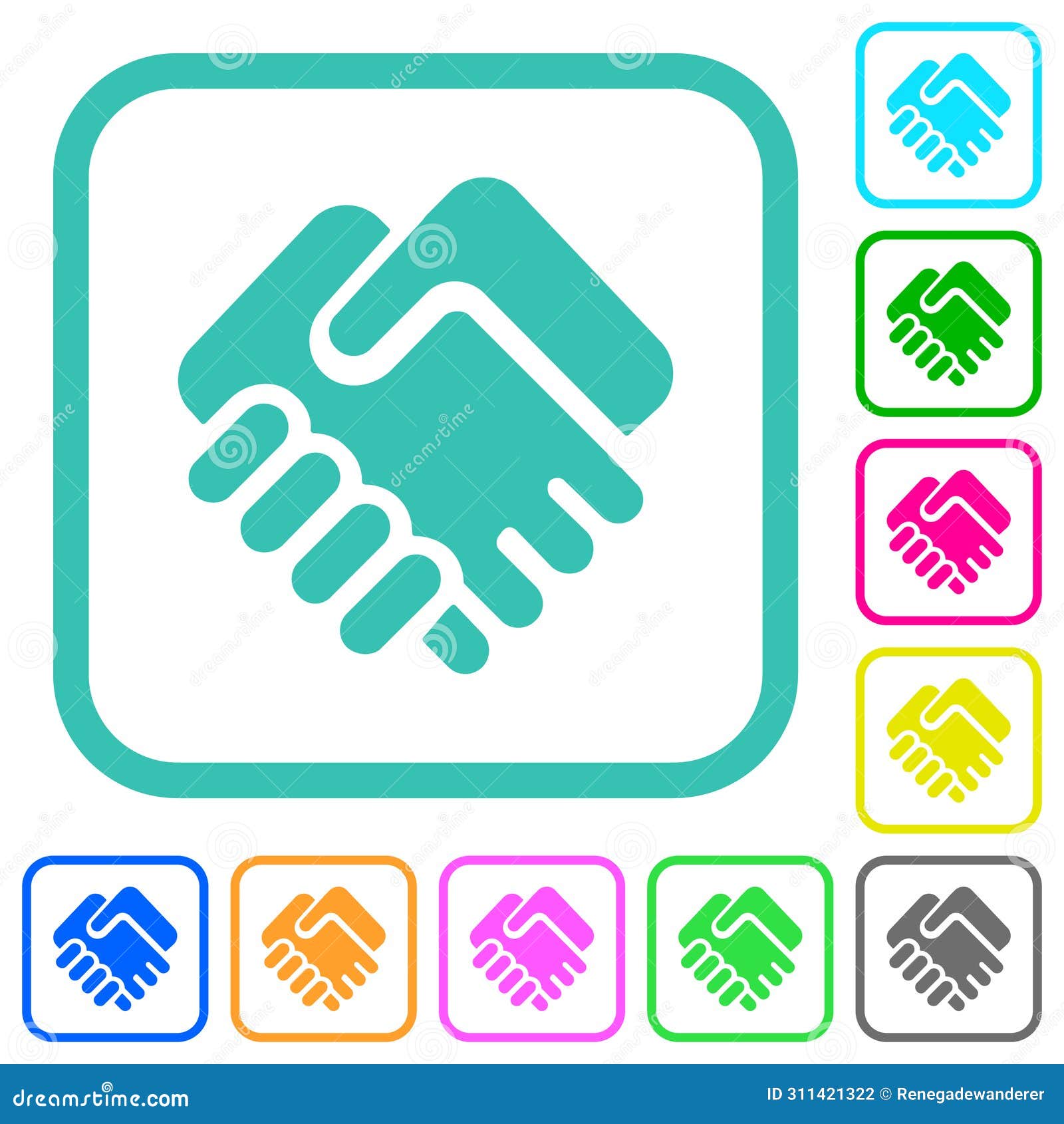 Handshake Solid Vivid Colored Flat Icons Stock Vector - Illustration of ...