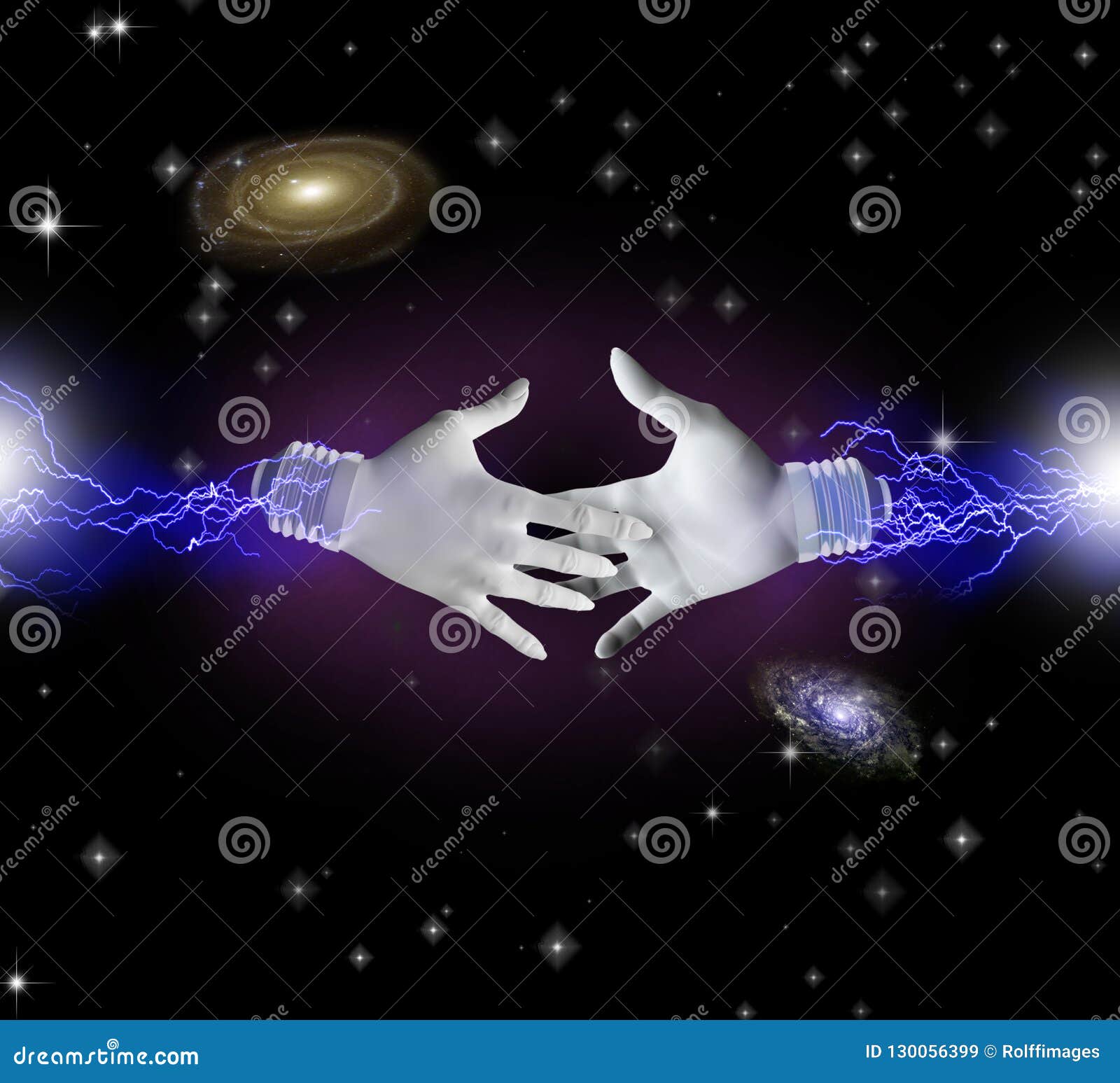 Handshake in space stock illustration. Illustration of idea - 130056399