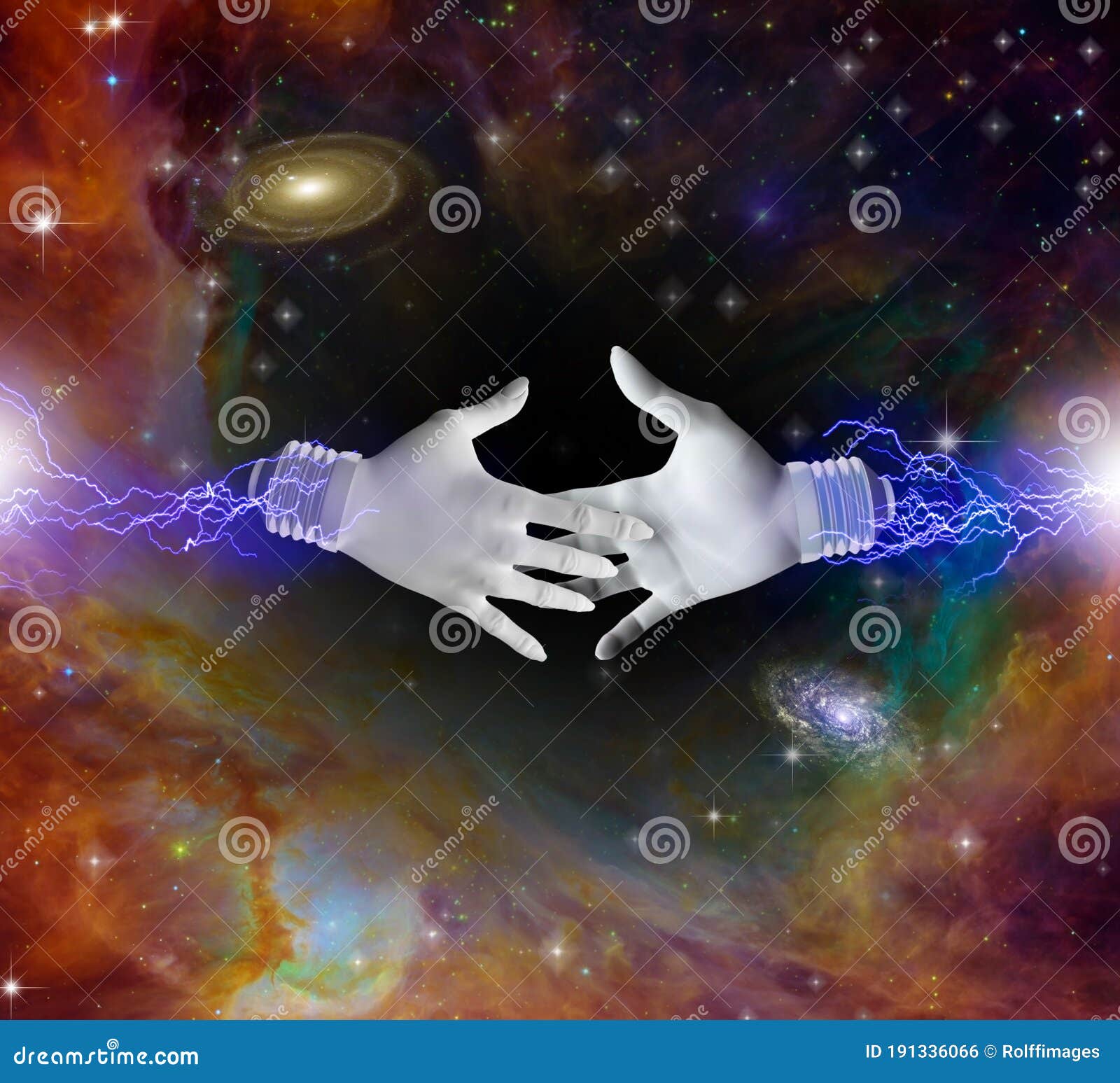 Handshake in space stock illustration. Illustration of galaxy - 191336066