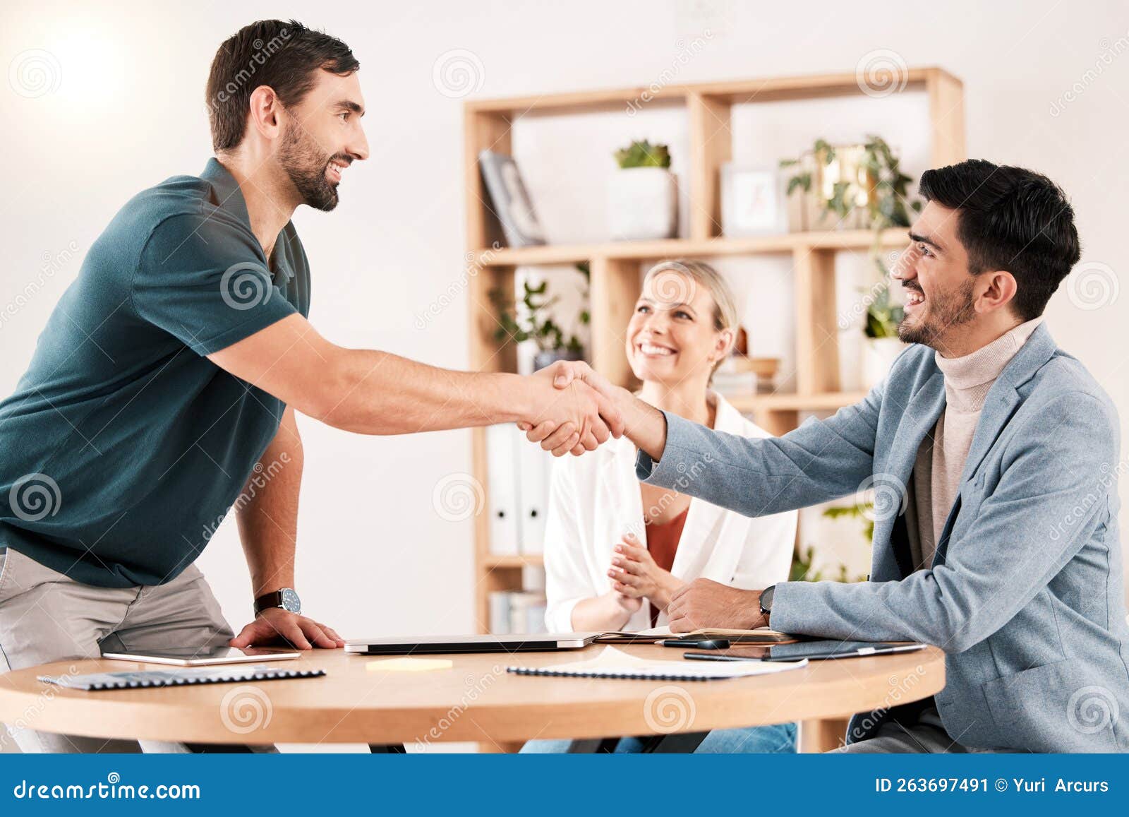 Handshake, Teamwork and Collaboration with a Team Shaking Hands during ...