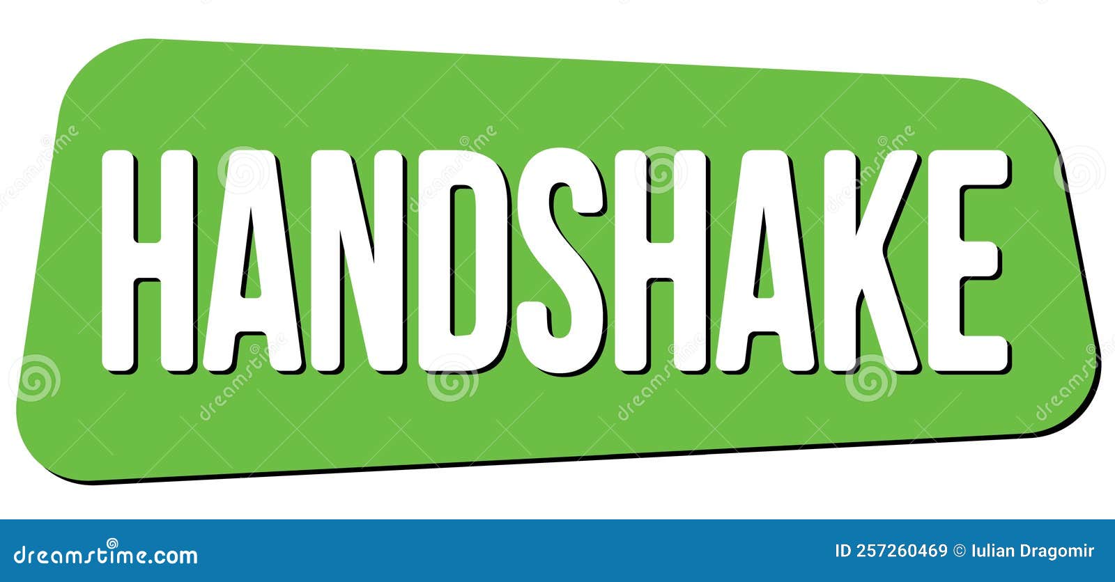 HANDSHAKE Text on Green Trapeze Stamp Sign Stock Illustration ...