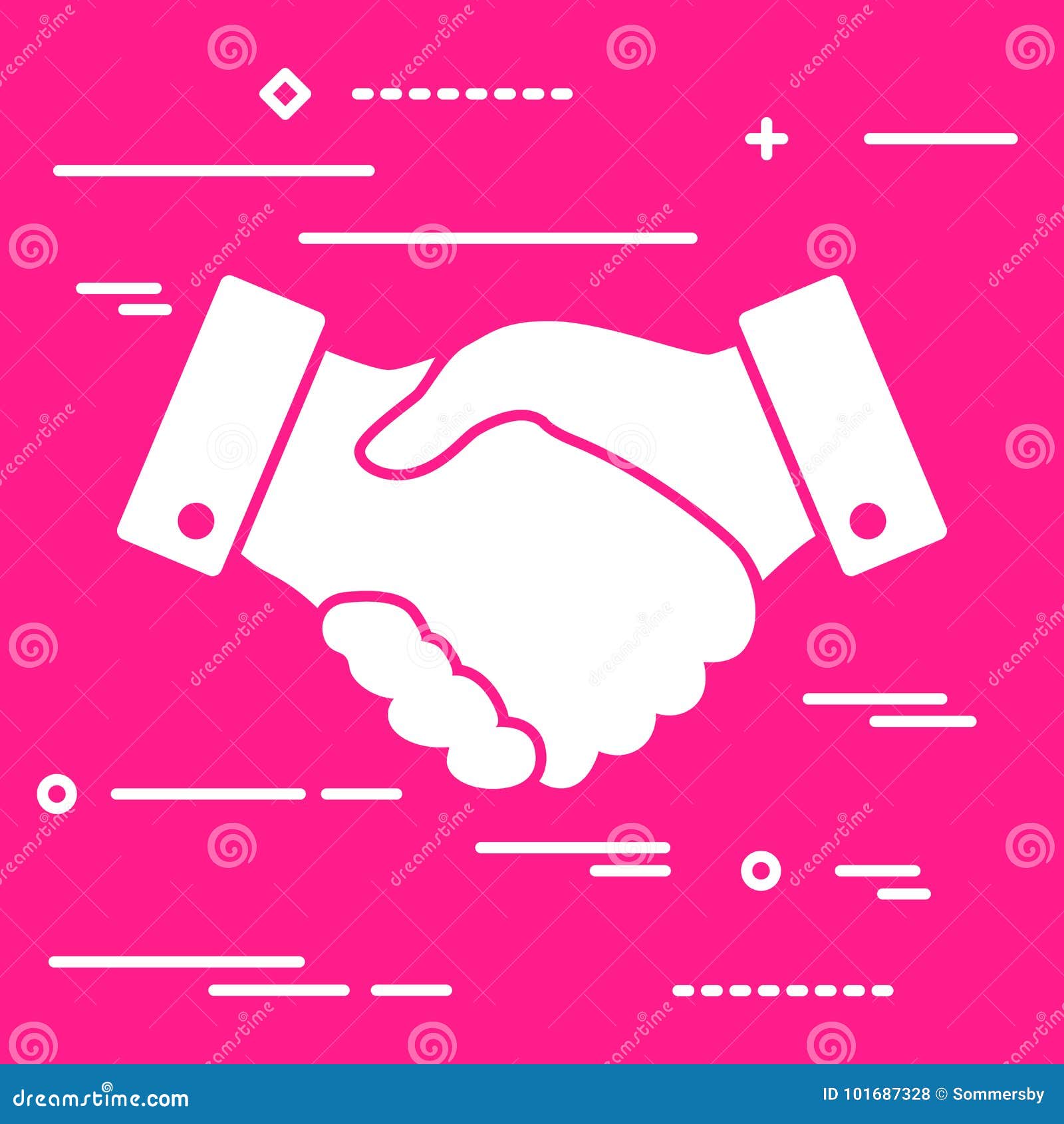 Handshake Thin Line Design Icon on the Pink Background - Stock Vector ...
