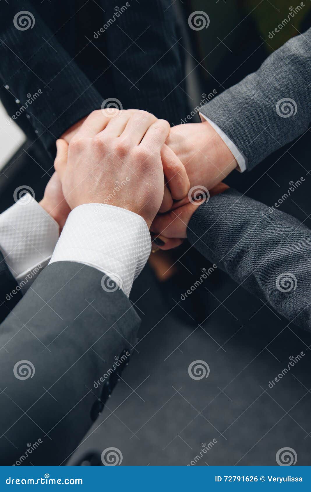 Handshake Three Hands of Businesspeople Stock Photo - Image of shaking ...