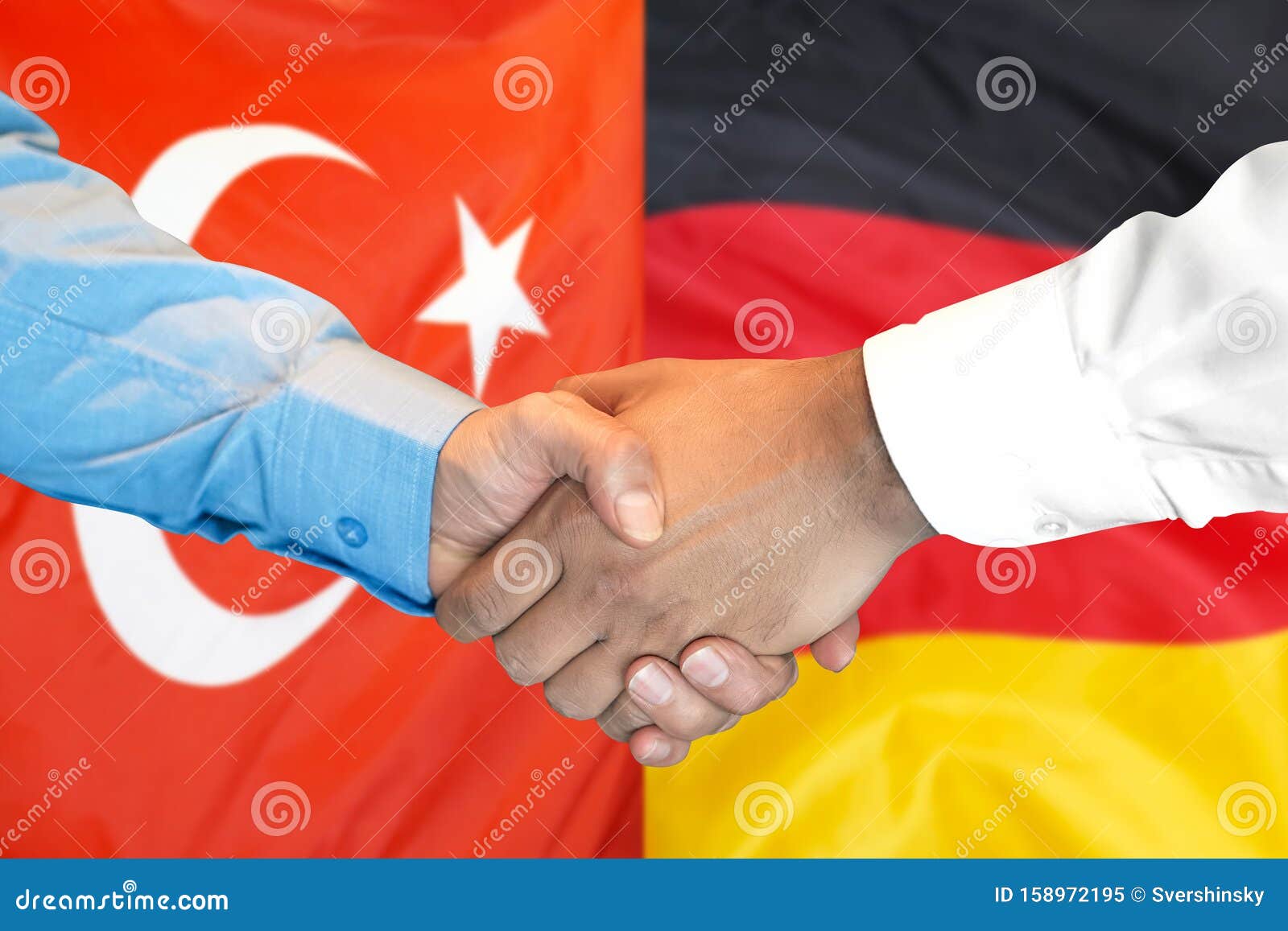 Handshake on Turkey and Germany Flag Background Stock Image - Image of ...