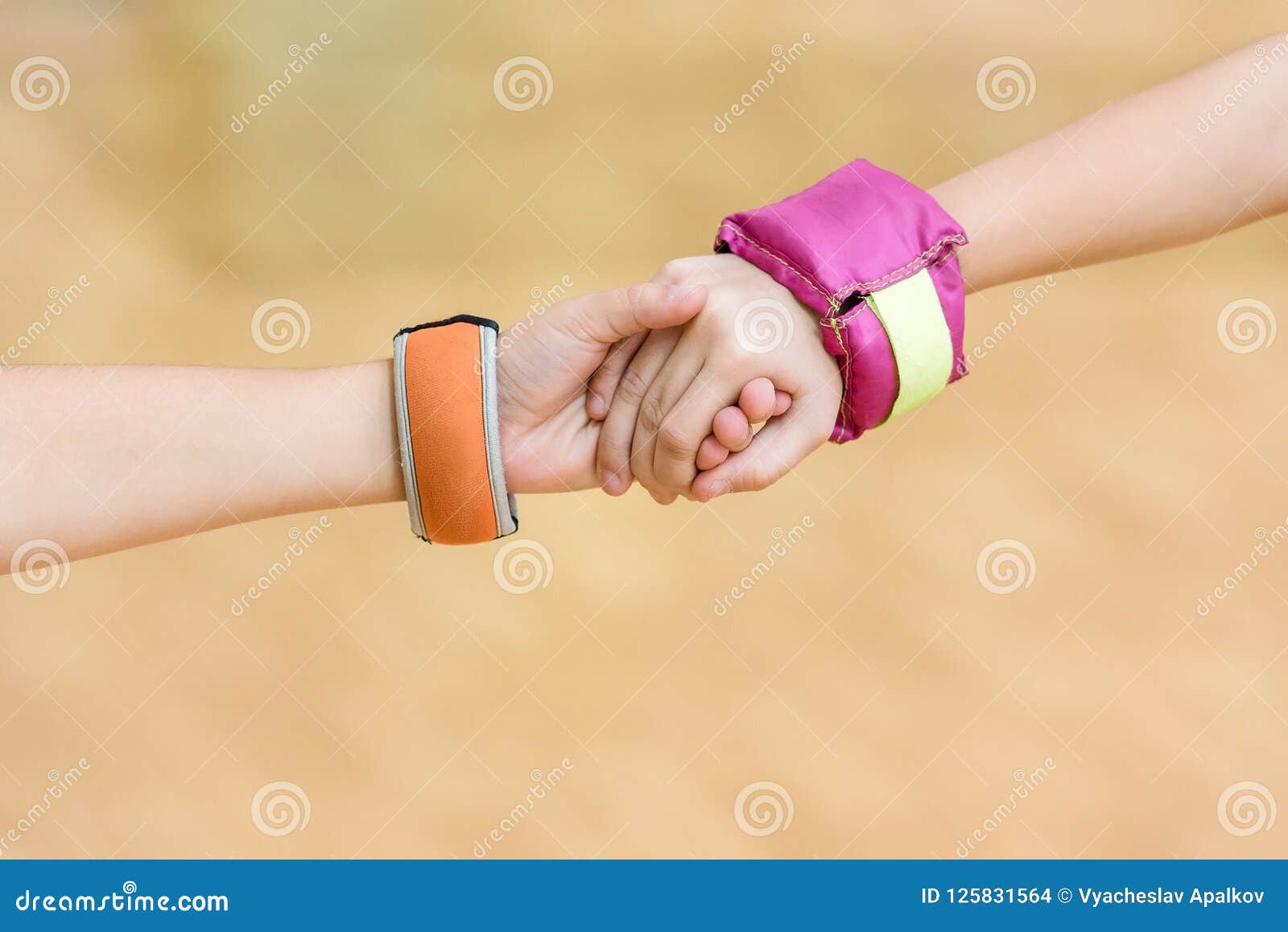 Handshake between a Two Children. Children`s Hands Stock Photo - Image ...
