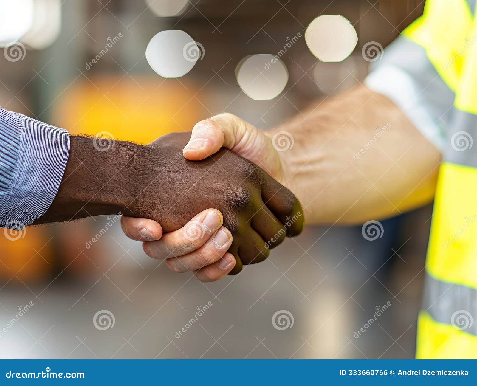 Handshake between Two Construction Workers Stock Photo - Image of ...
