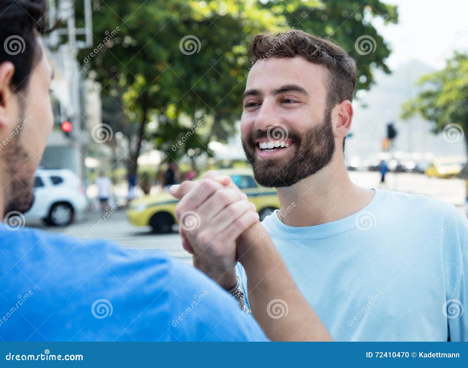 Handshake of Two Friends in City Stock Photo - Image of cheering ...