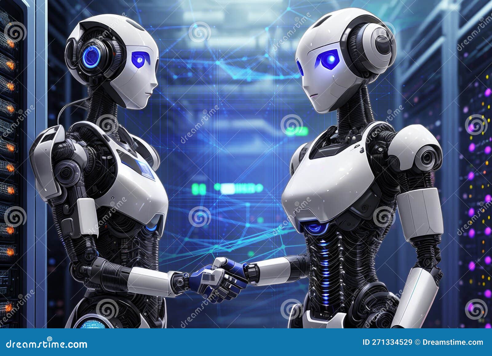 Handshake Between Robots, Robo Hand Shaking Technological Background ...