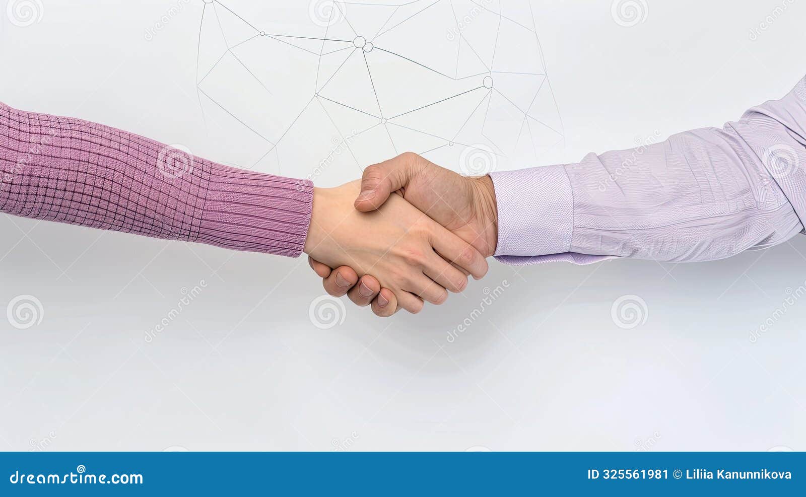 A Handshake between Two People with a Network Design in the Background ...