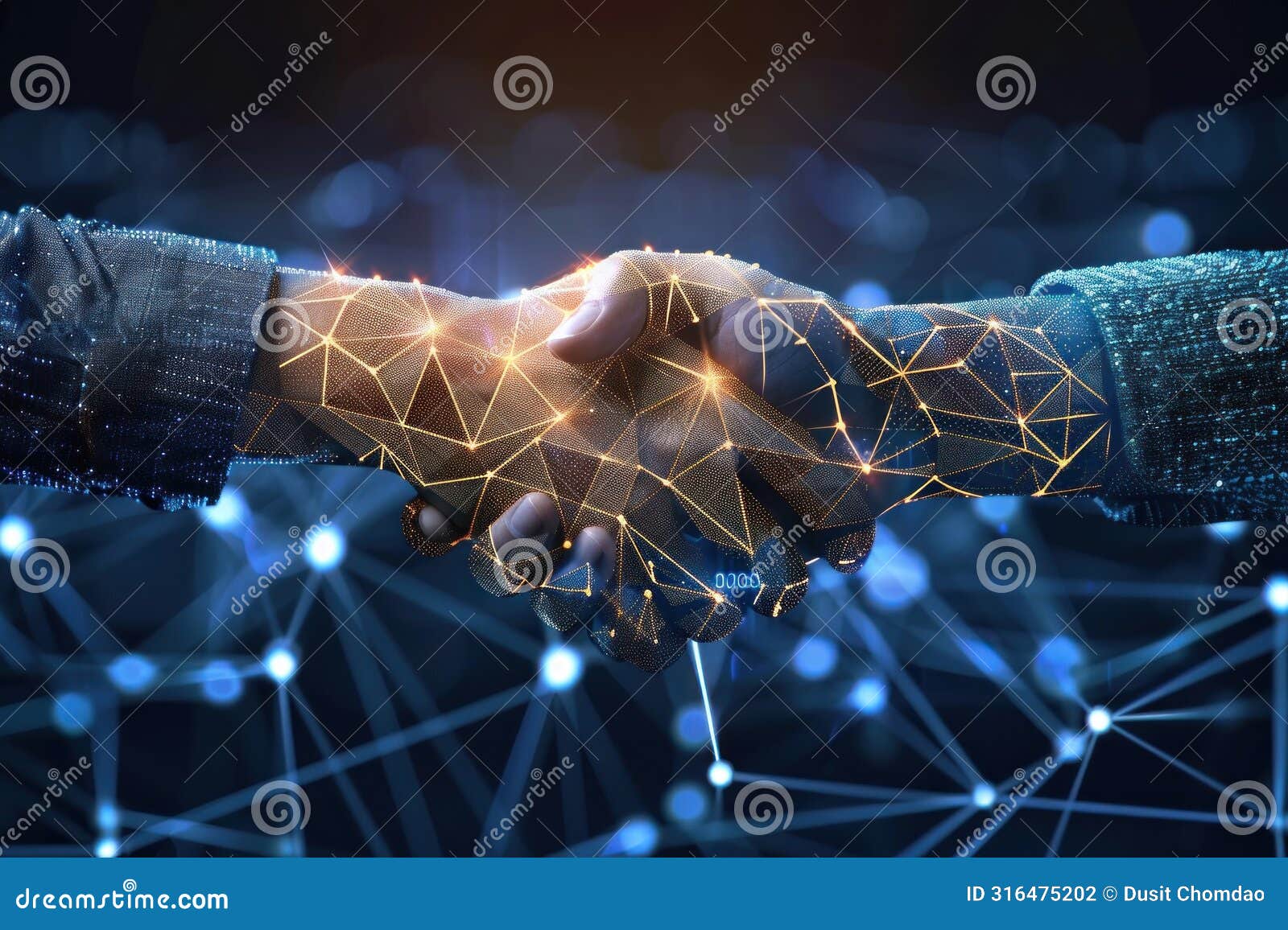 A Handshake between Two People is Shown in a Digital Form Stock Photo ...