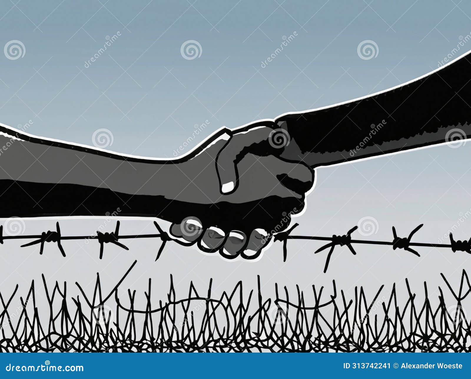 Friendly Handshake between Two People Cooperating Stock Illustration ...
