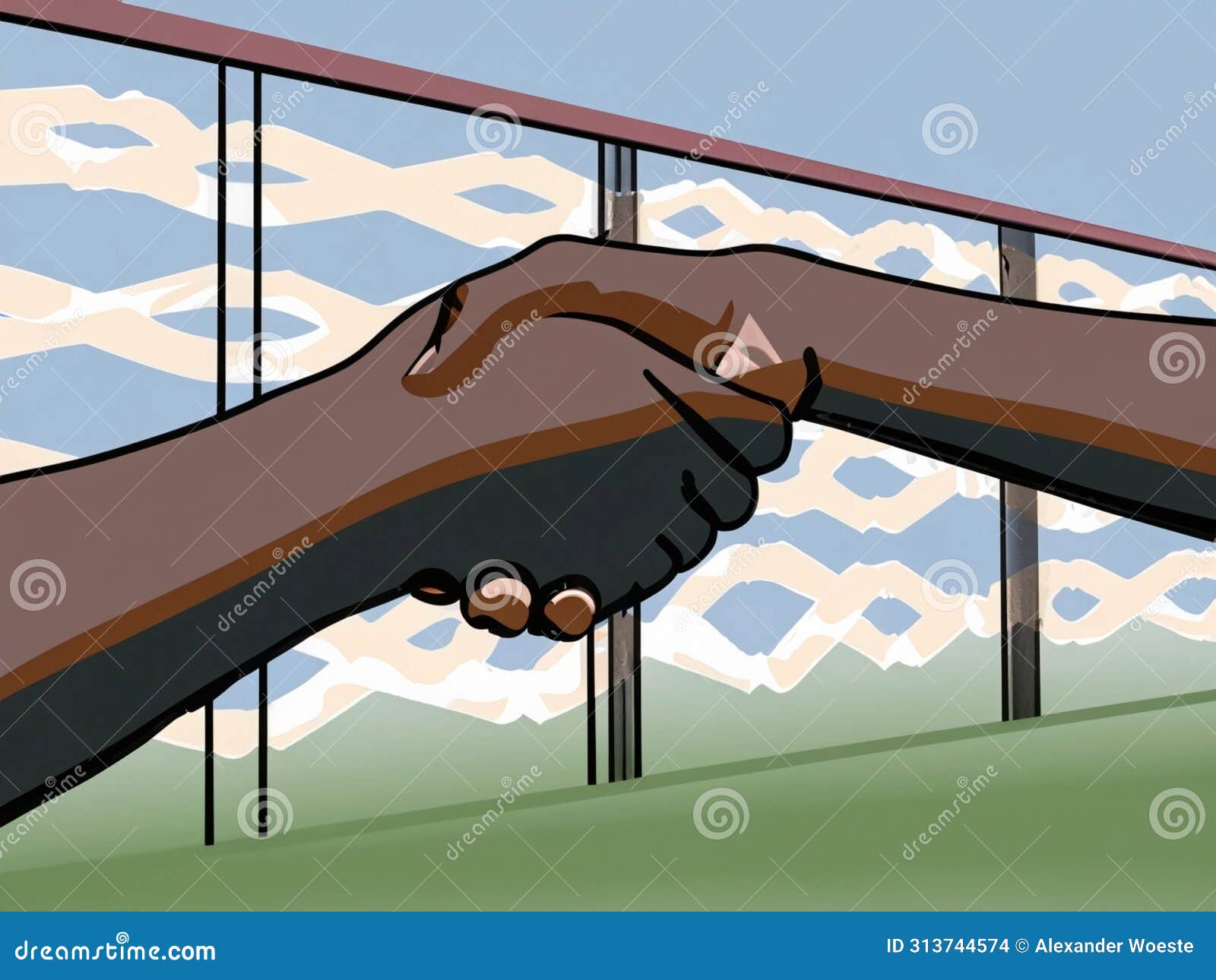 Friendly Handshake between Two People Cooperating Stock Illustration ...