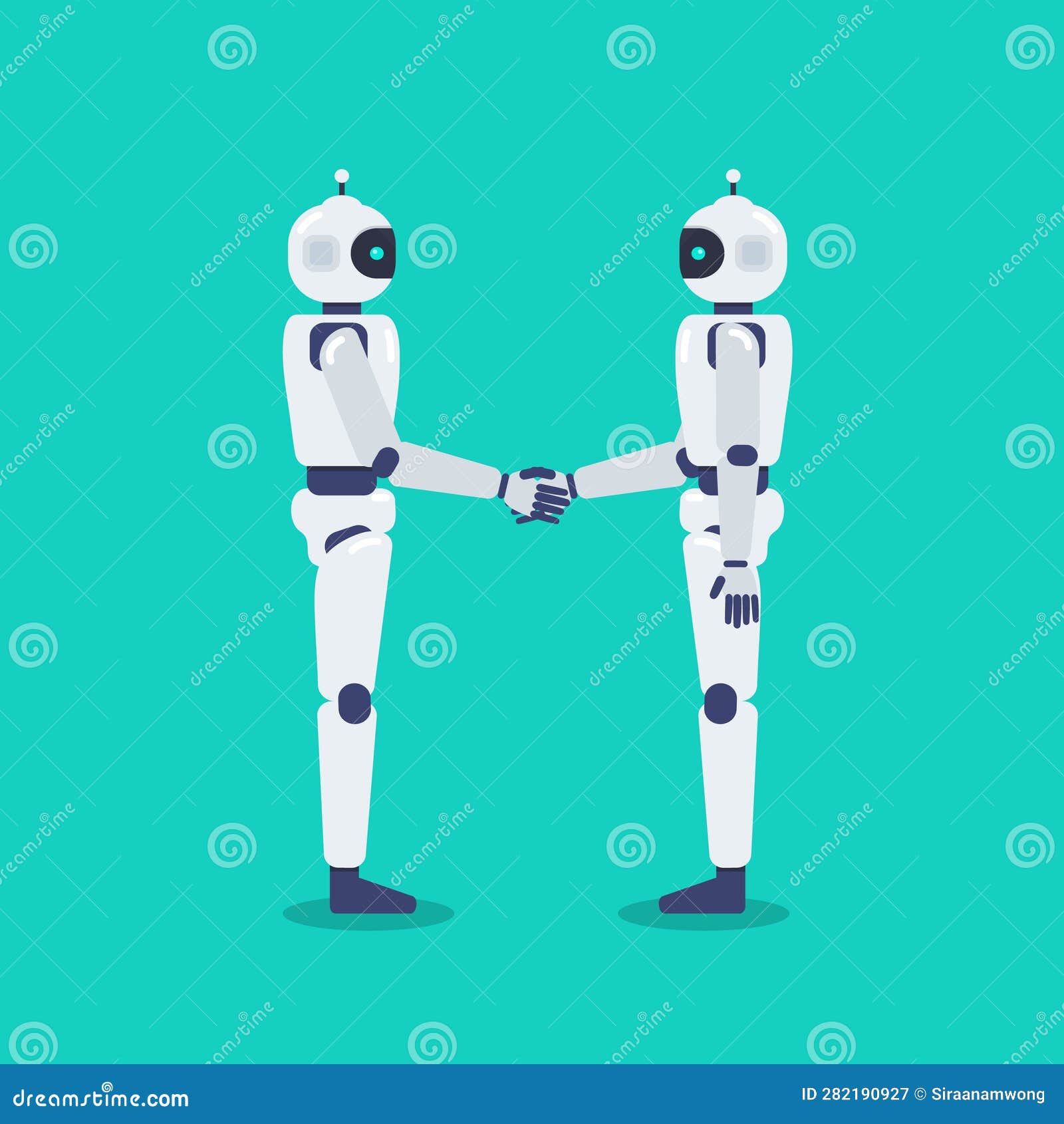 Handshake Between Robots, Robo Hand Shaking Technological Background ...