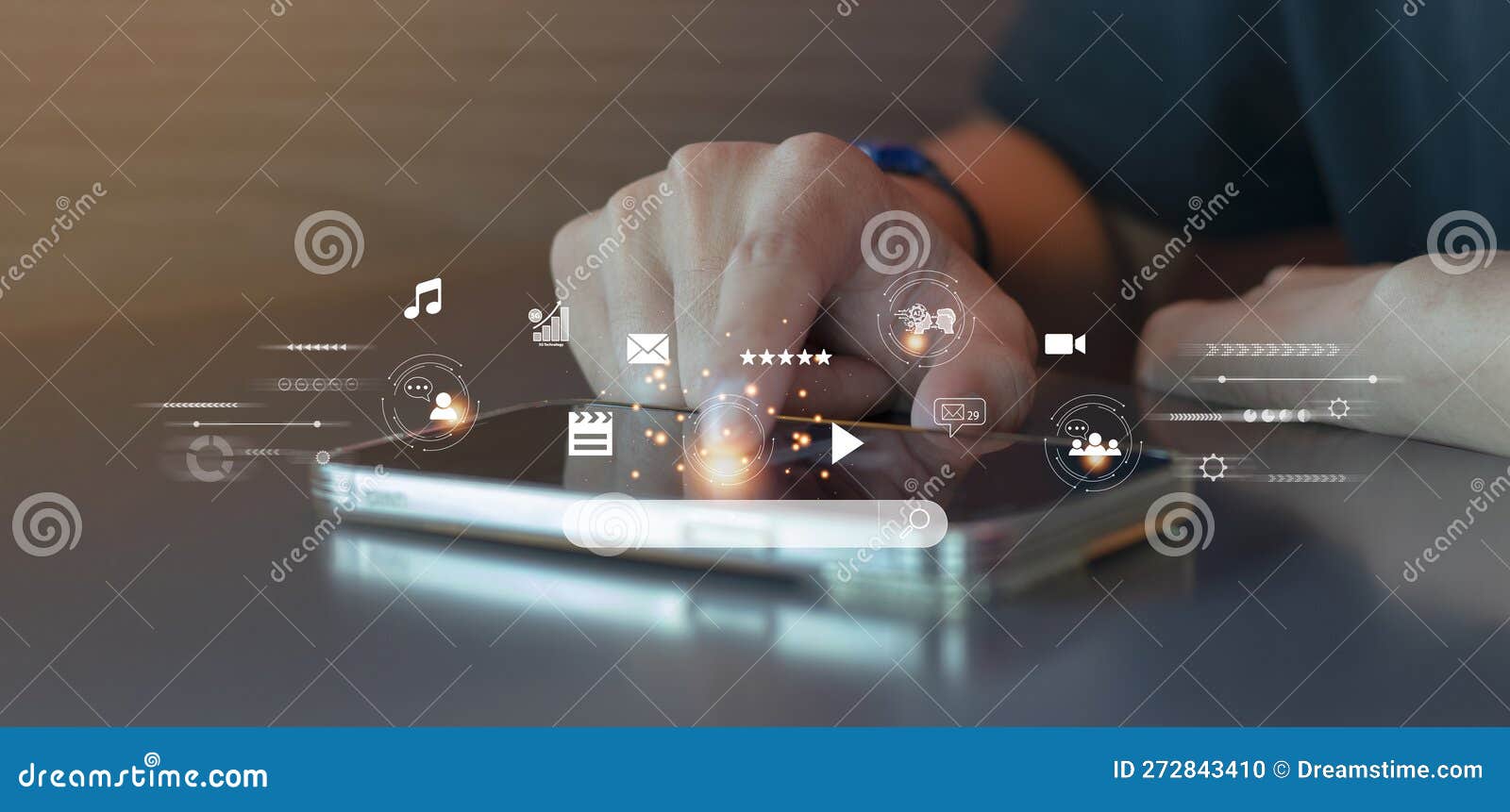 Handshake and Using Phone and Social Network Interface Icons ...