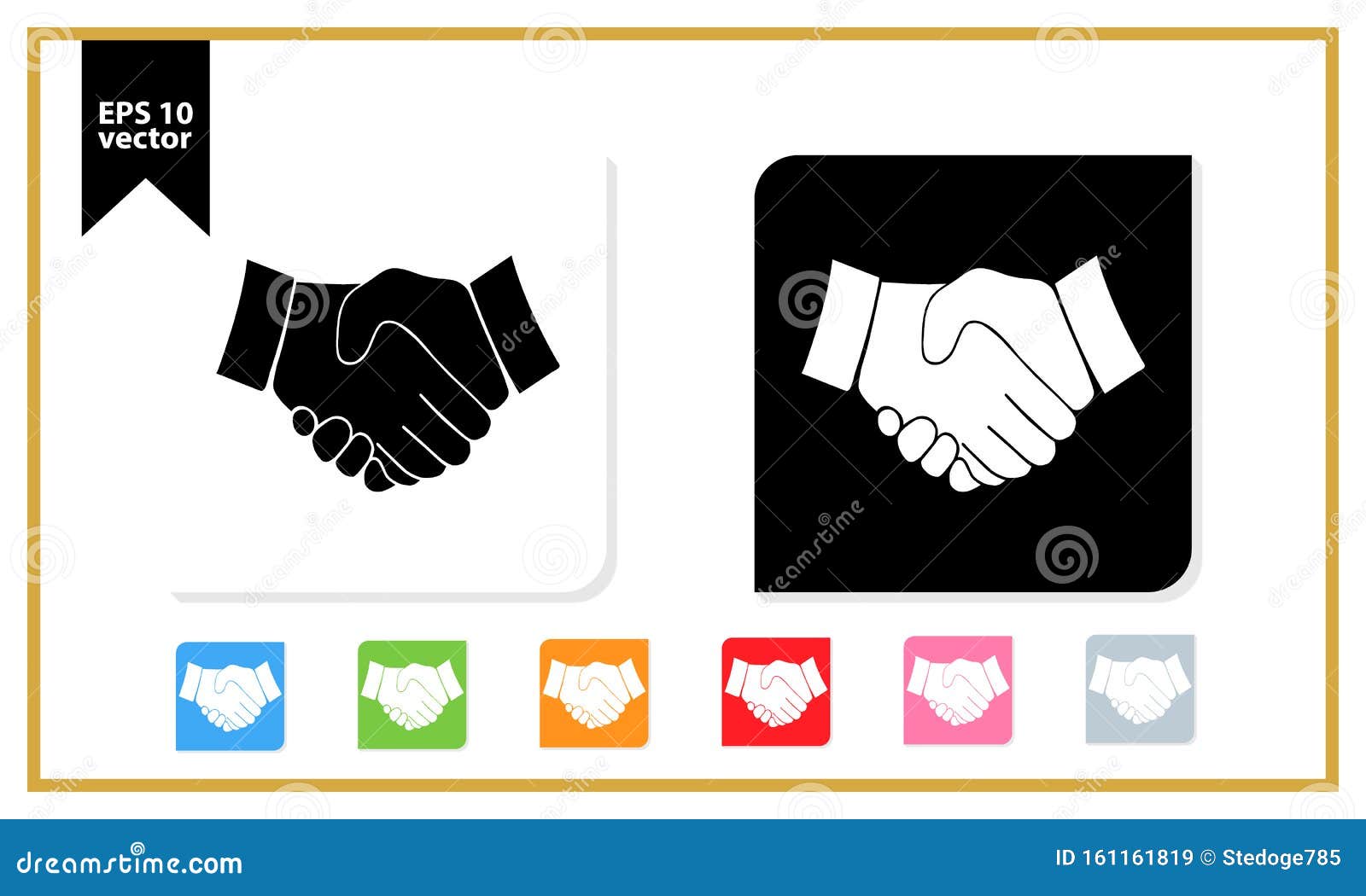 Handshake Vector Icon Black and White Flat Stock Vector - Illustration ...