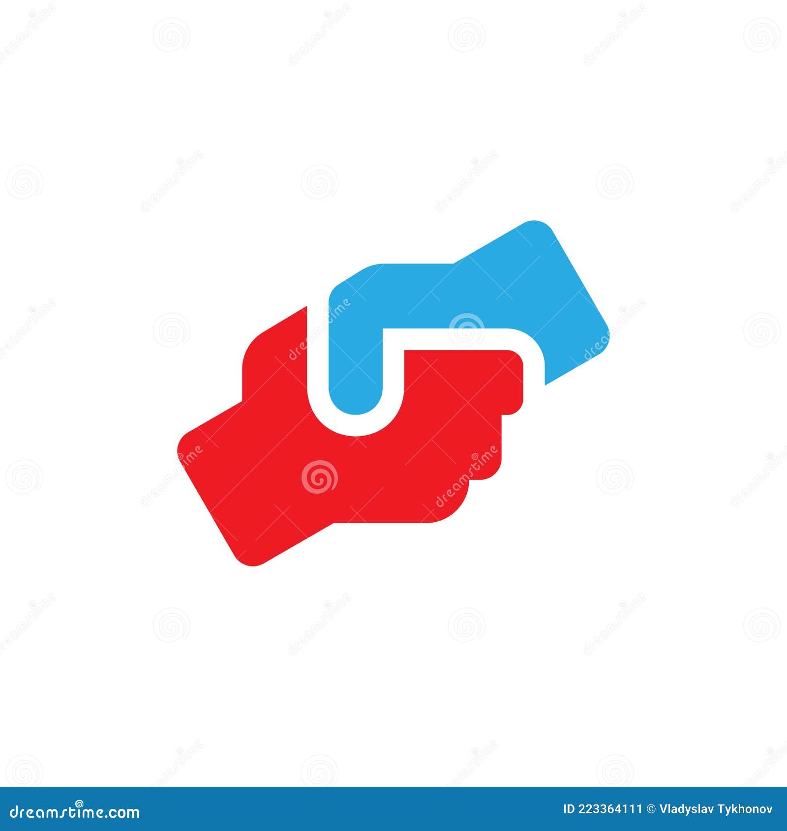Handshake Vector Icon. Red and Blue Shake Hands Symbol Isolated. Vector ...