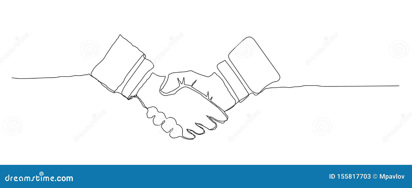 Handshake Vector Illustration on a White Background. Continuous Line ...
