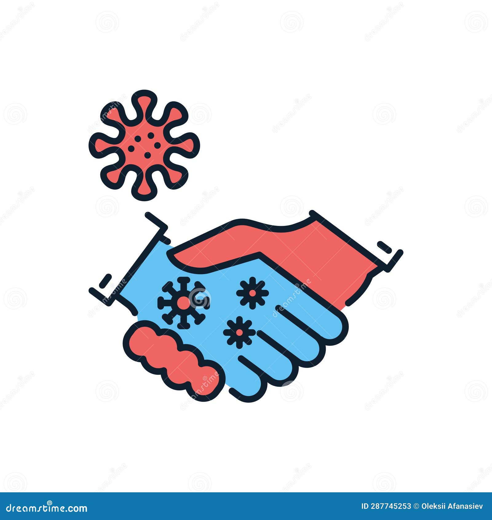 Handshake Virus Transmission Vector Icon. Stock Illustration ...