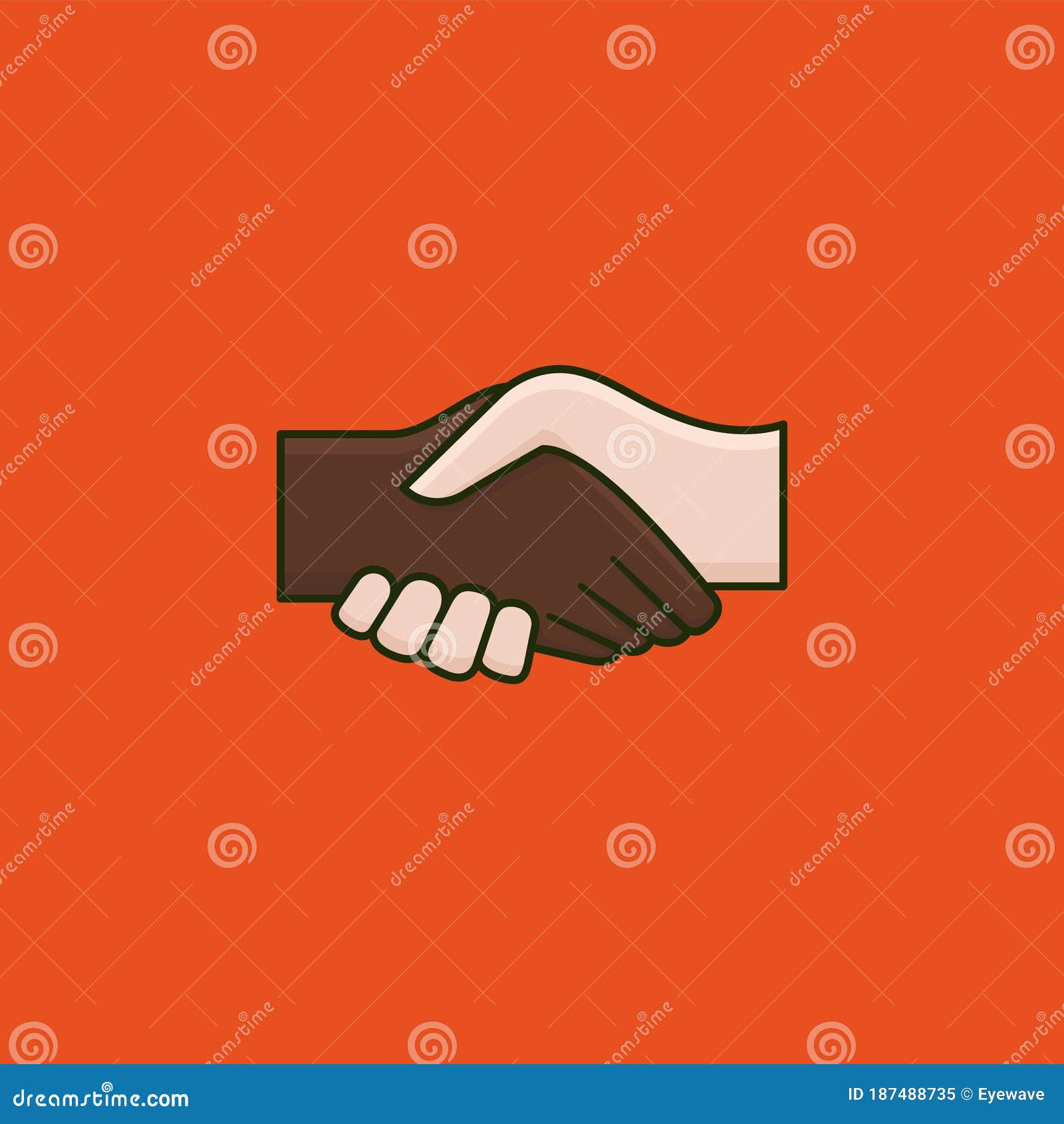 Handshake of White and Black Hand Vector Illustration Stock Vector ...