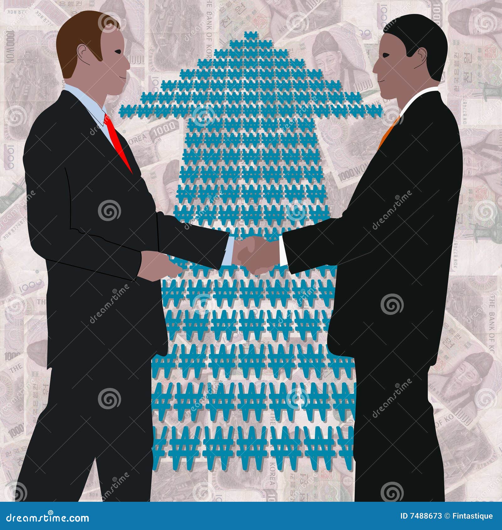 Handshake with Won arrow stock illustration. Illustration of corporate ...