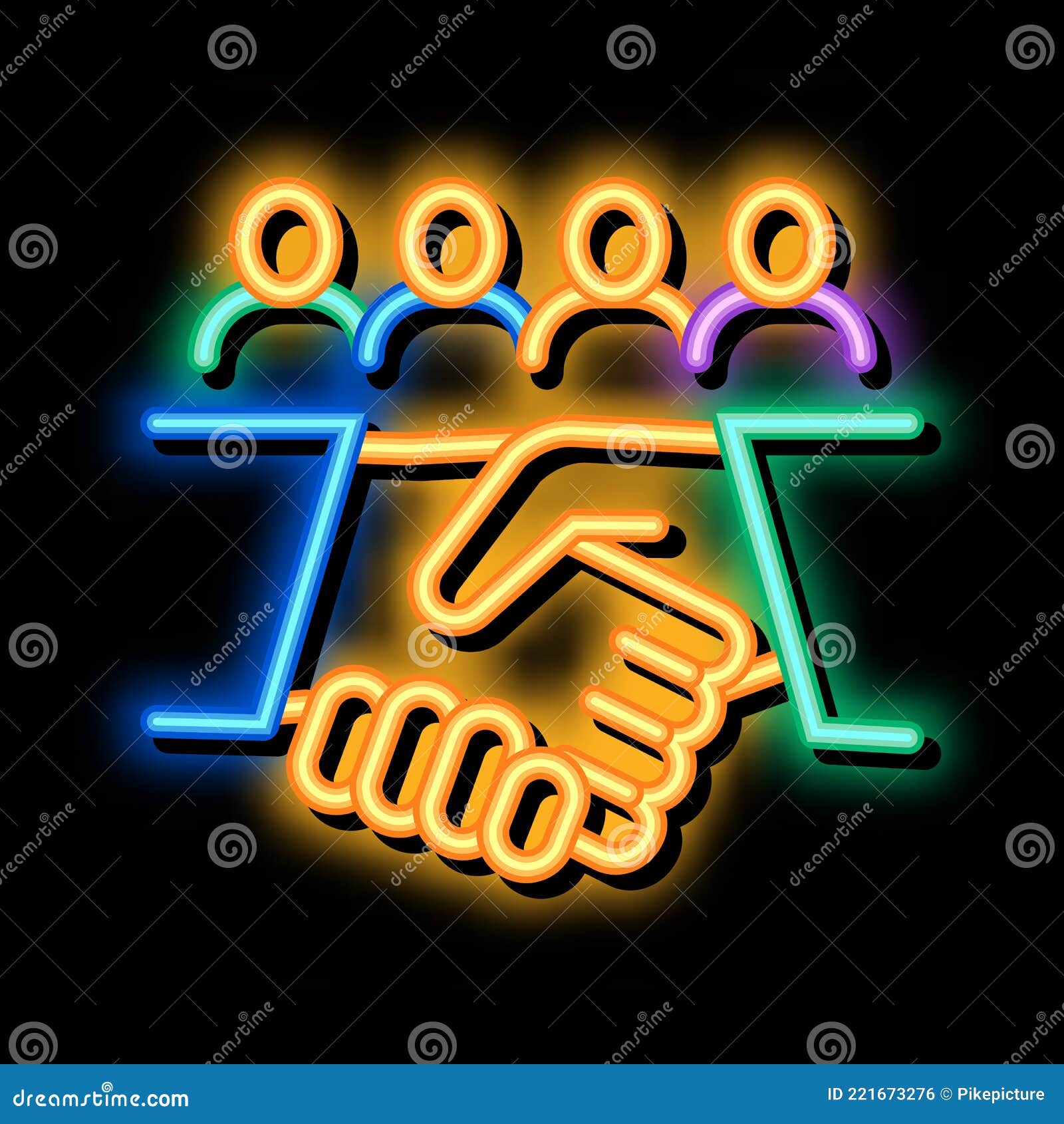 Handshake on Work Contract Neon Glow Icon Illustration Stock Vector ...