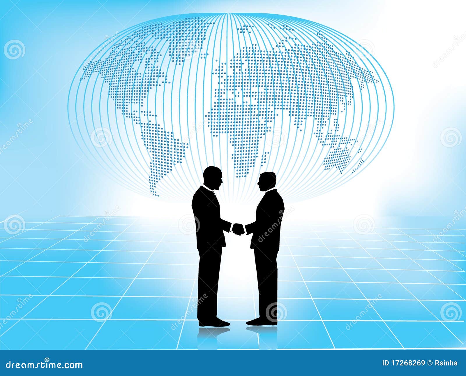 Handshake with World Map in Background Stock Vector - Illustration of ...