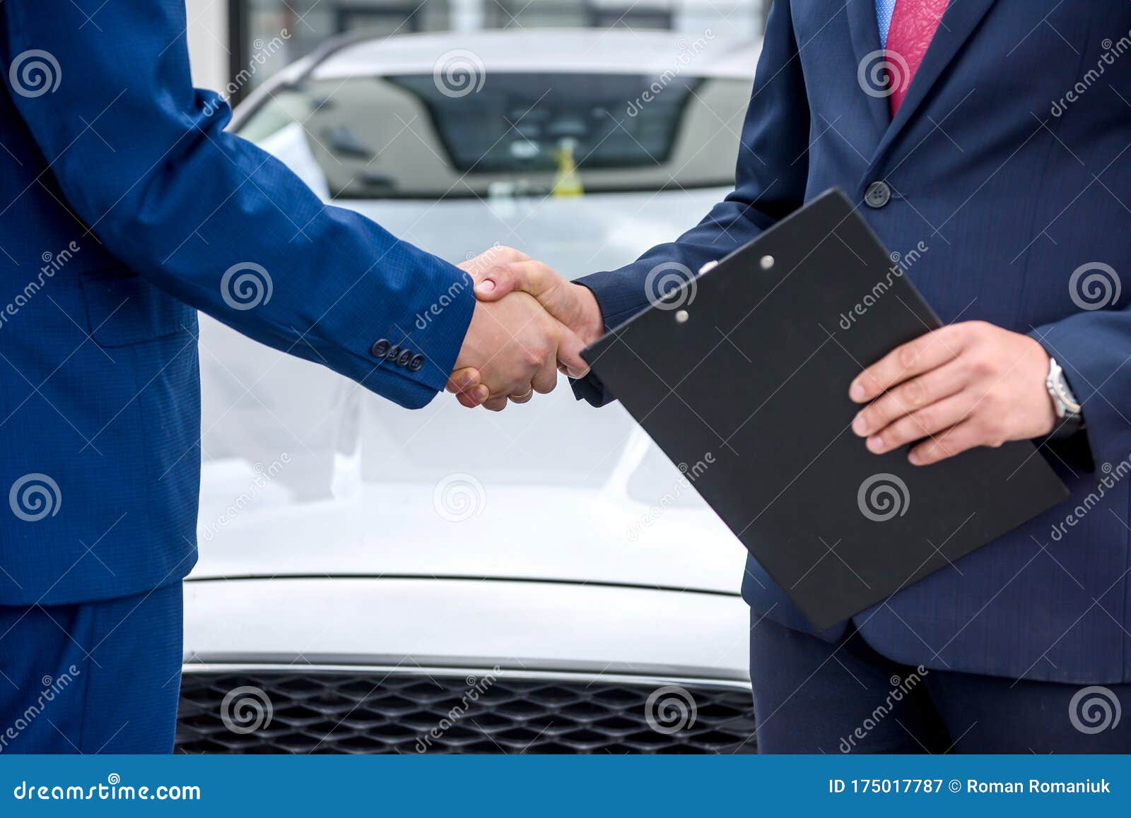 Handshakes of Two Men Against Hood of a Car Stock Image - Image of ...