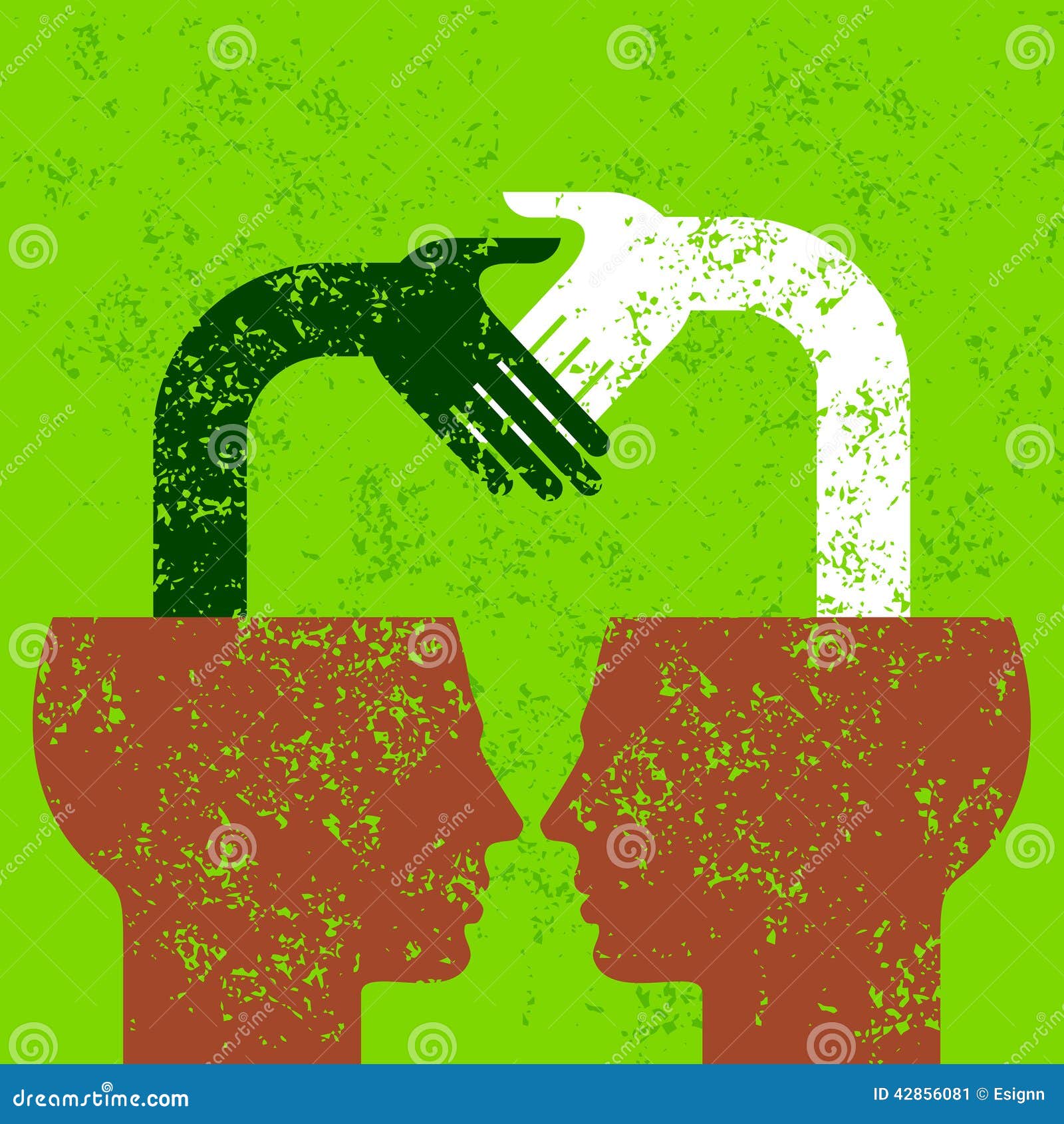 Handshaking With Each Other On Green Background Cartoon Vector ...