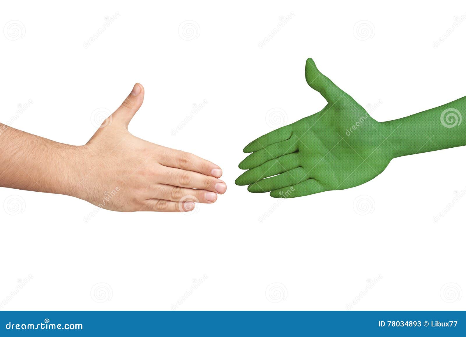 Handshaking Human Alien Hands Isolated Stock Image - Image of person ...
