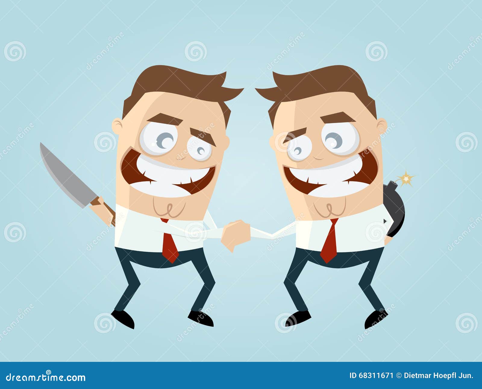 Handshaking Rivals with Weapons Behind Stock Vector - Illustration of ...