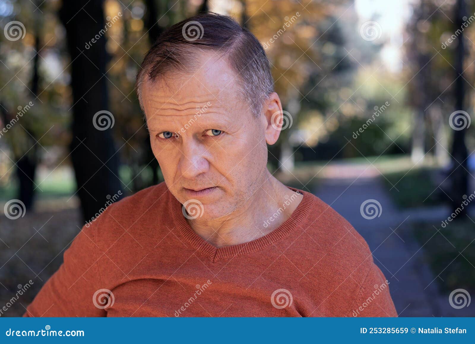 Handsome Active Mature Man 50-60 Years Old in a Bright Pullover Stock ...
