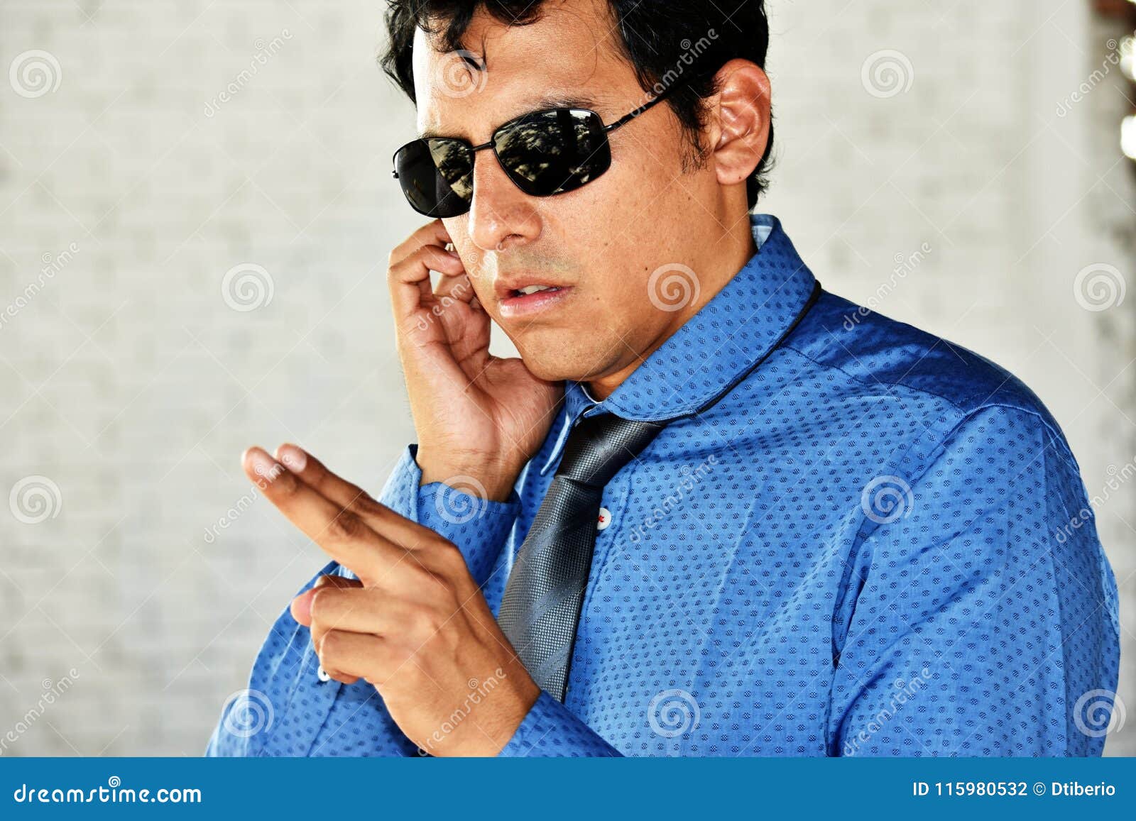 Handsome Security Guard Pointing Stock Photo - Image of surveillance ...