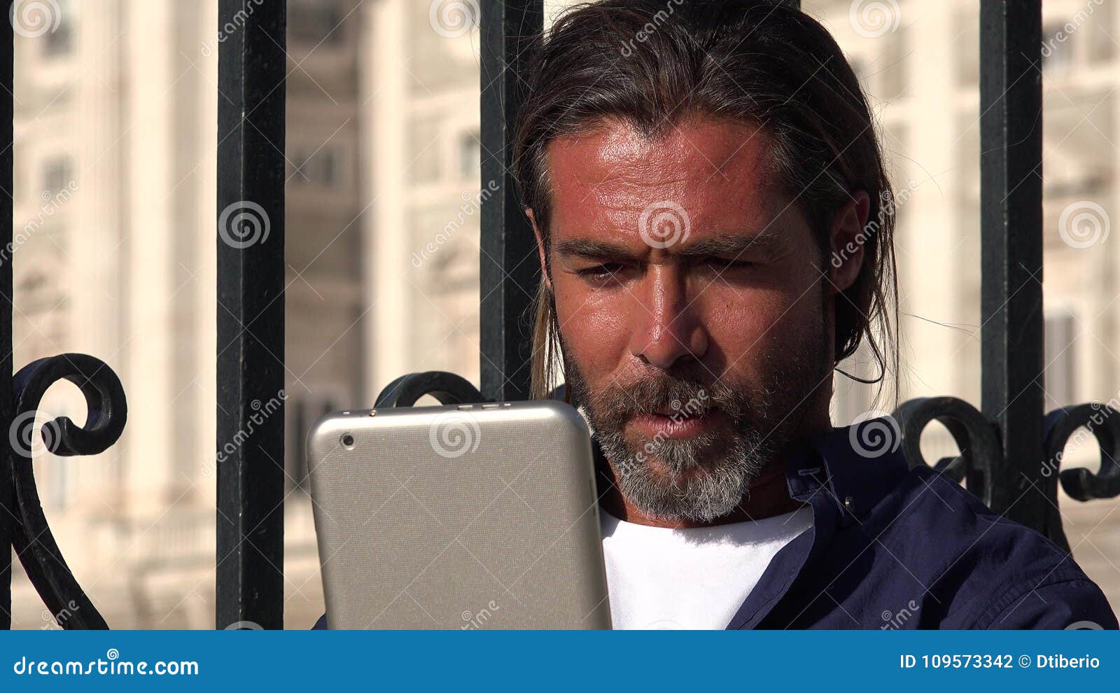 Male Using Tablet stock photo. Image of tablet, males - 109573342