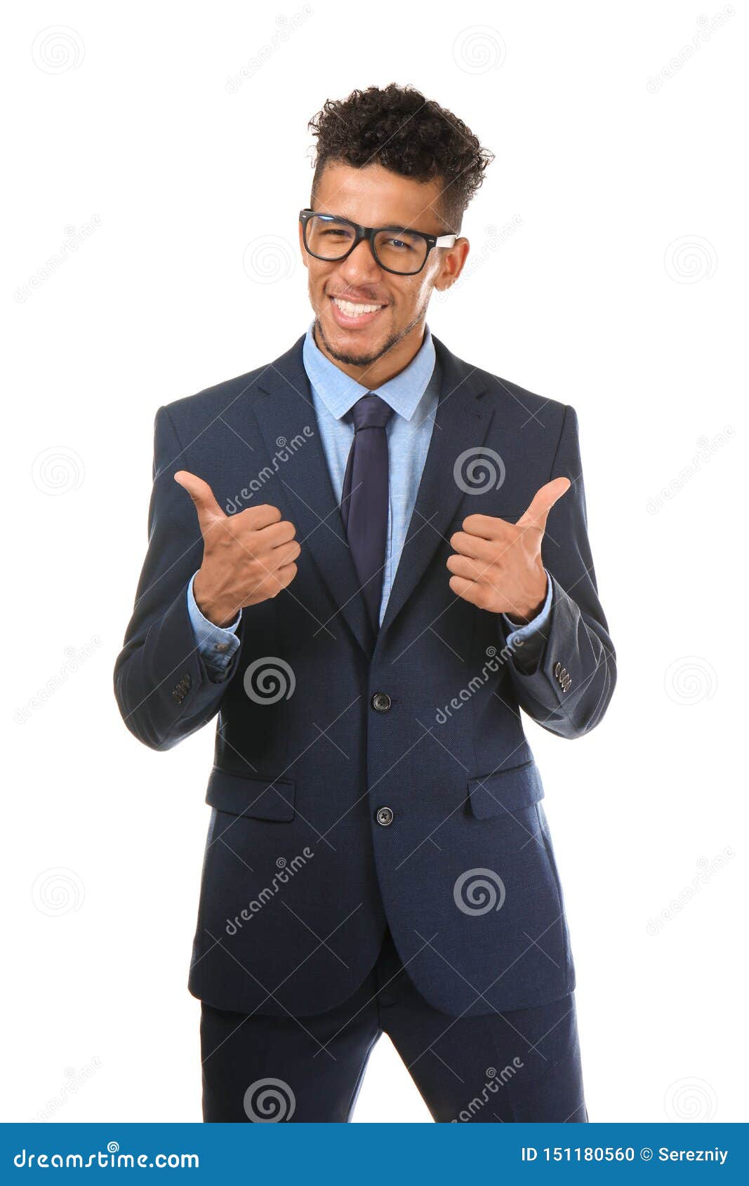 Handsome African-American Businessman Showing Thumb-up On White ... Handsome African-American Businessman Showing Thumb-up On White ...