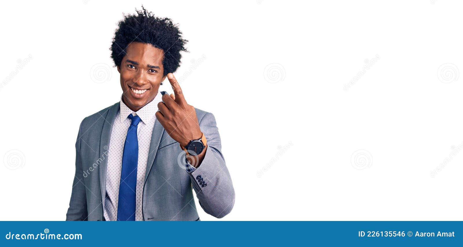 Handsome African American Man With Afro Hair Wearing Business Jacket