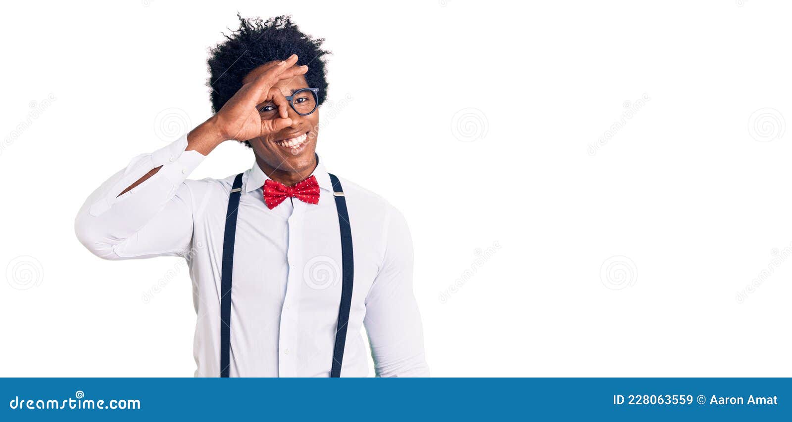 Handsome African American Man With Afro Hair Wearing Hipster Elegant