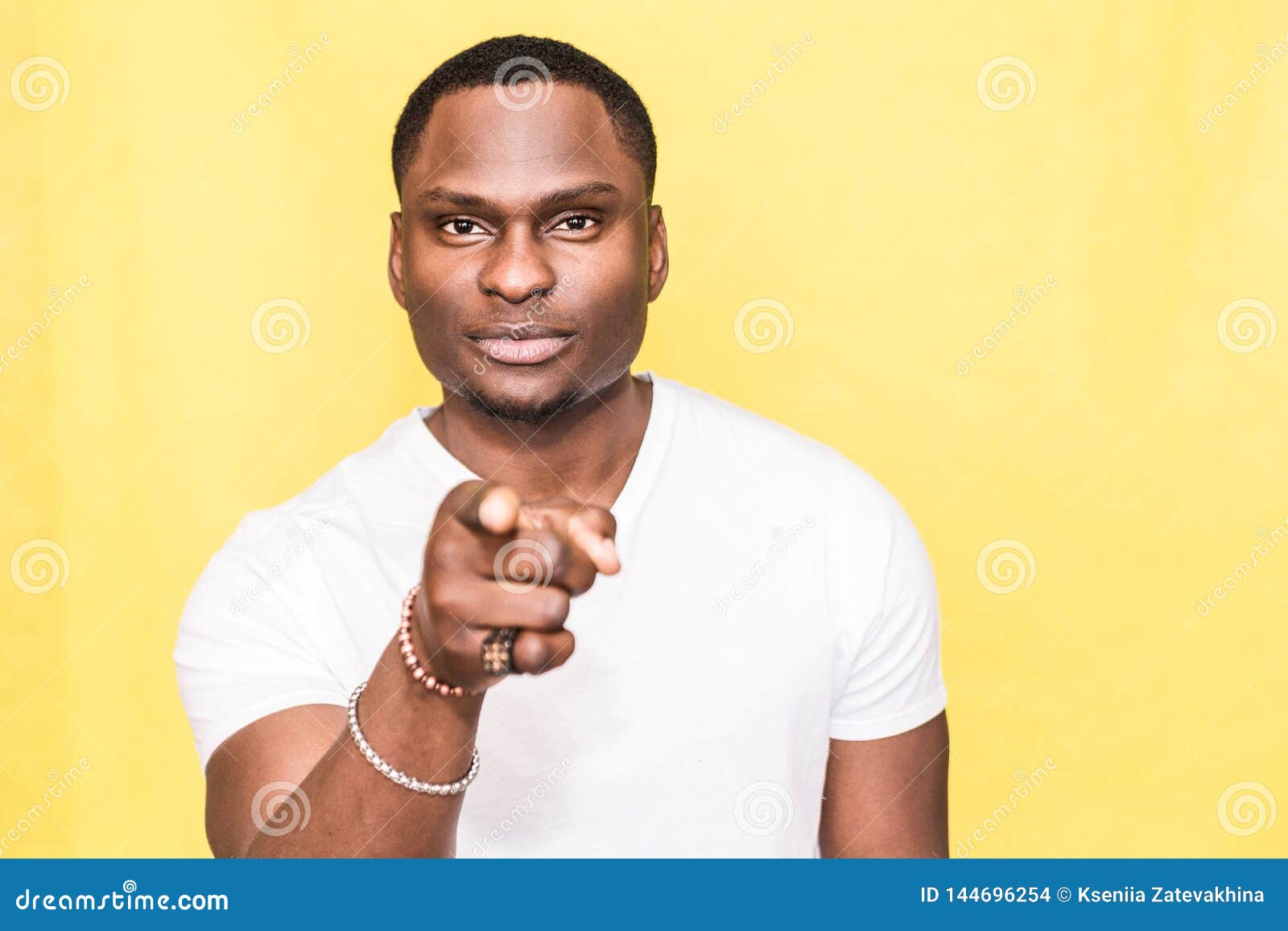 Handsome African American Man Pointing Finger Forward at Camera. Stock ...