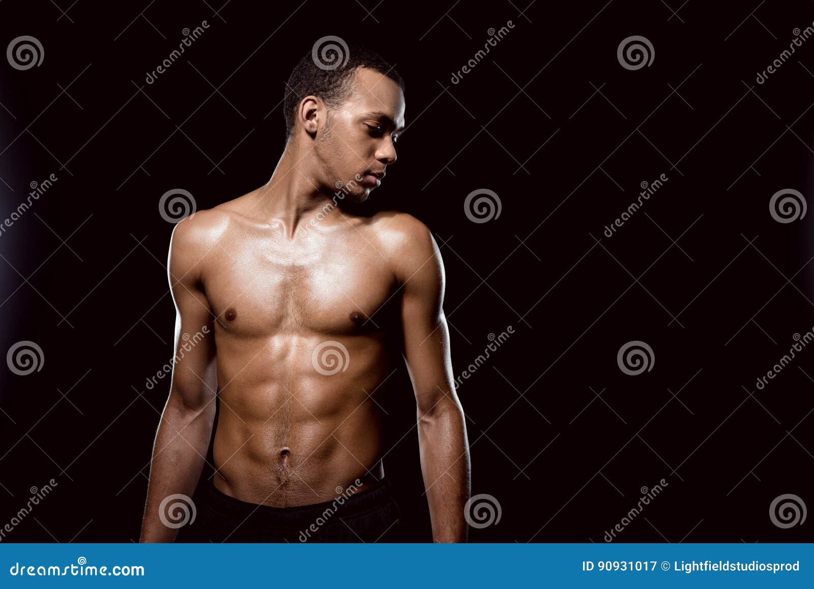Handsome African American Muscular Man Stock Image - Image of alone ...