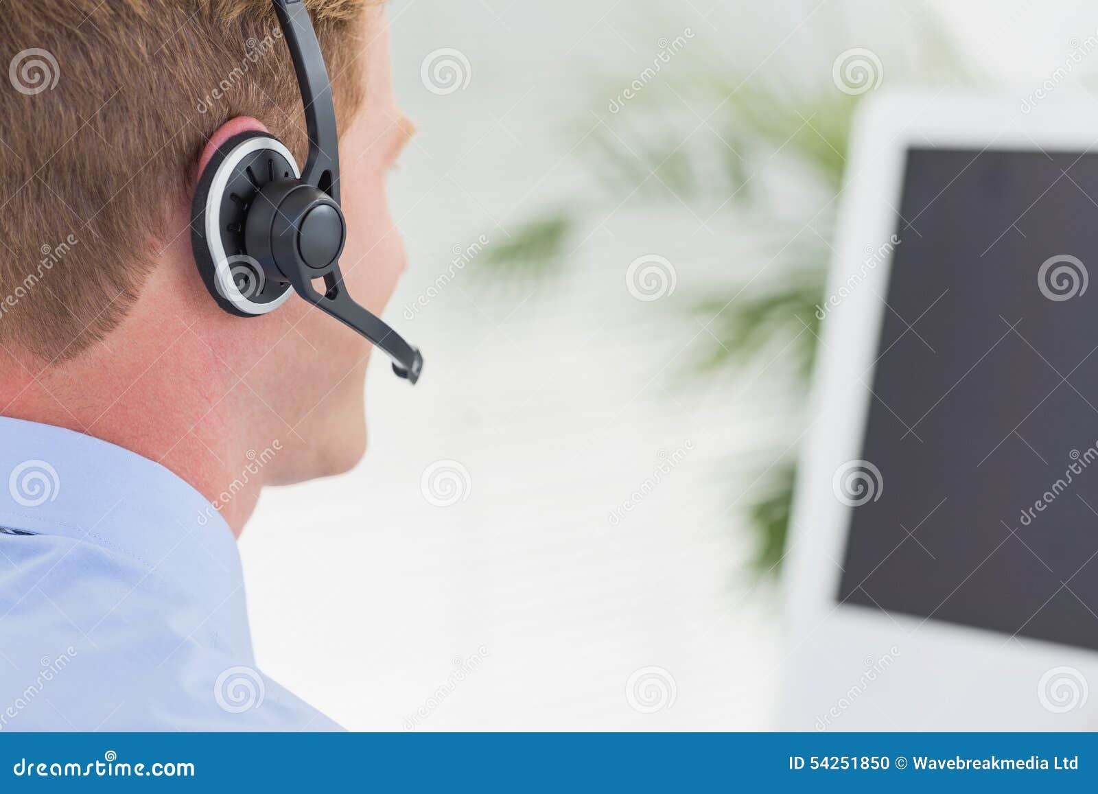 Handsome Agent with Headset Stock Photo - Image of working, support ...