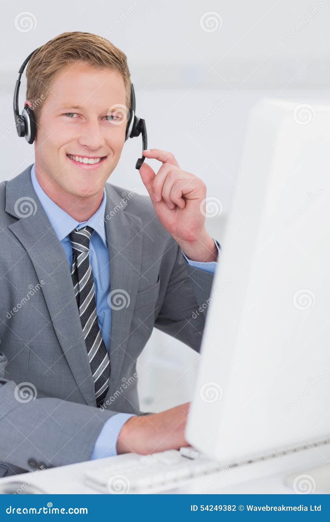 Handsome Agent Wearing Headset Stock Photo - Image of agent ...