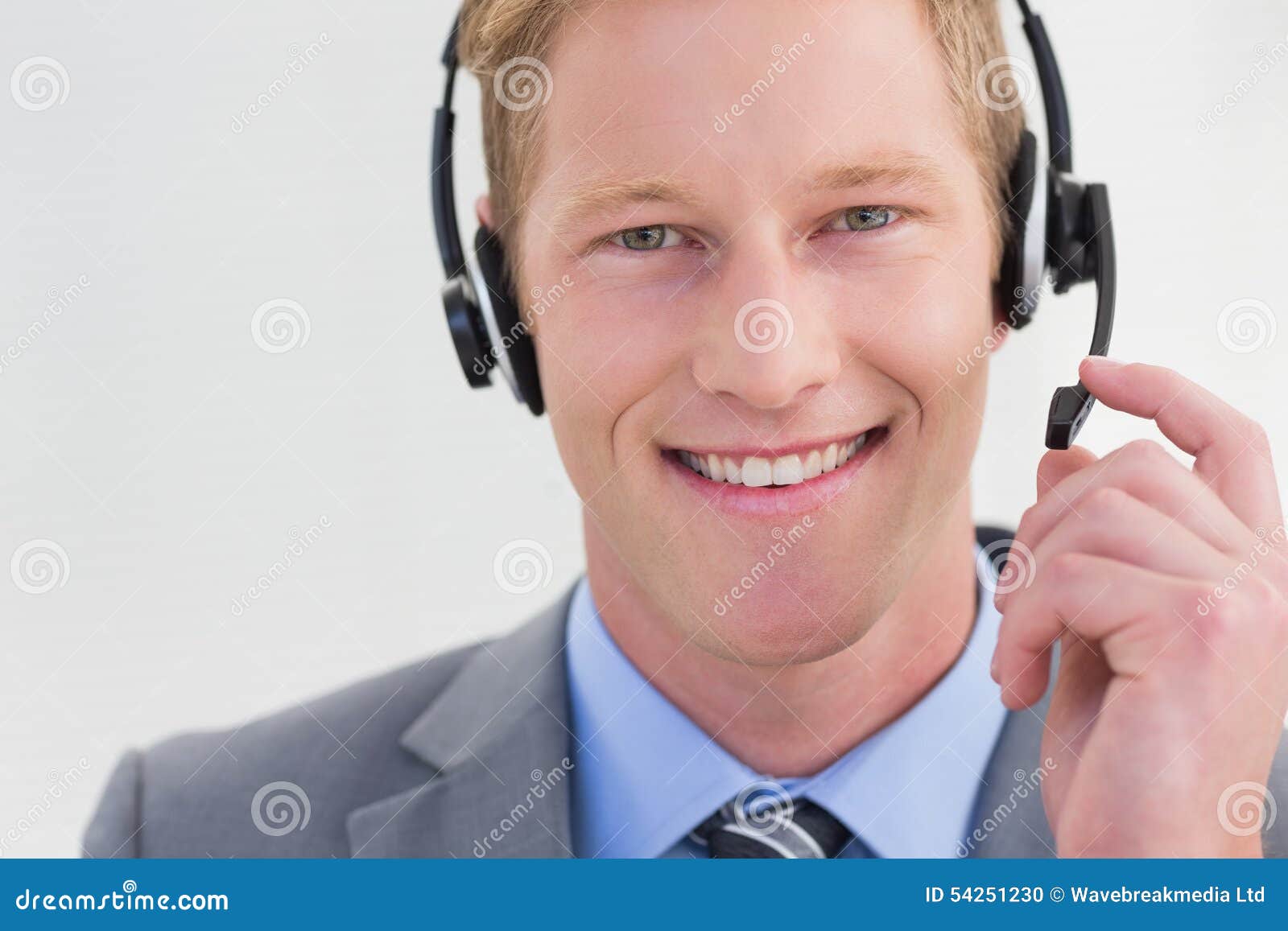 Handsome Agent Wearing Headset Stock Photo - Image of stylish, centre ...