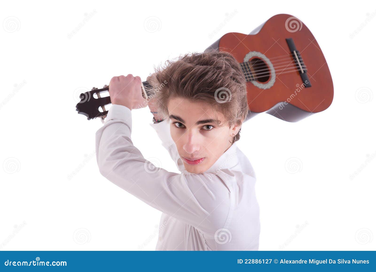 Handsome, Angry Young Man Musician Guitar Player Stock Image - Image of ...