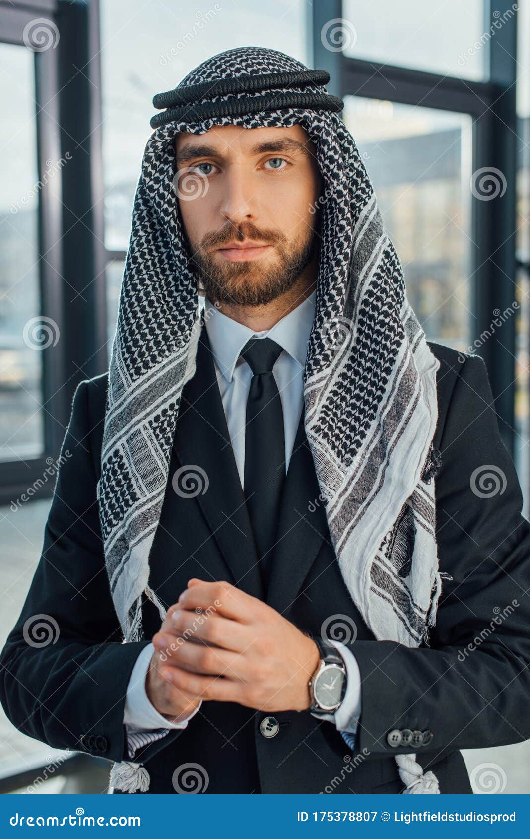 Arabic Businessman Standing in Modern Office Stock Image - Image of ...
