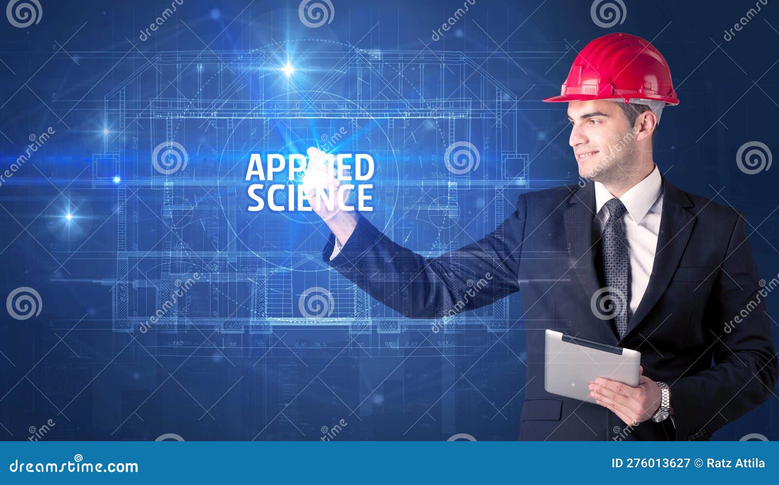Handsome Architect Drawing with Helmet Stock Image - Image of safety ...