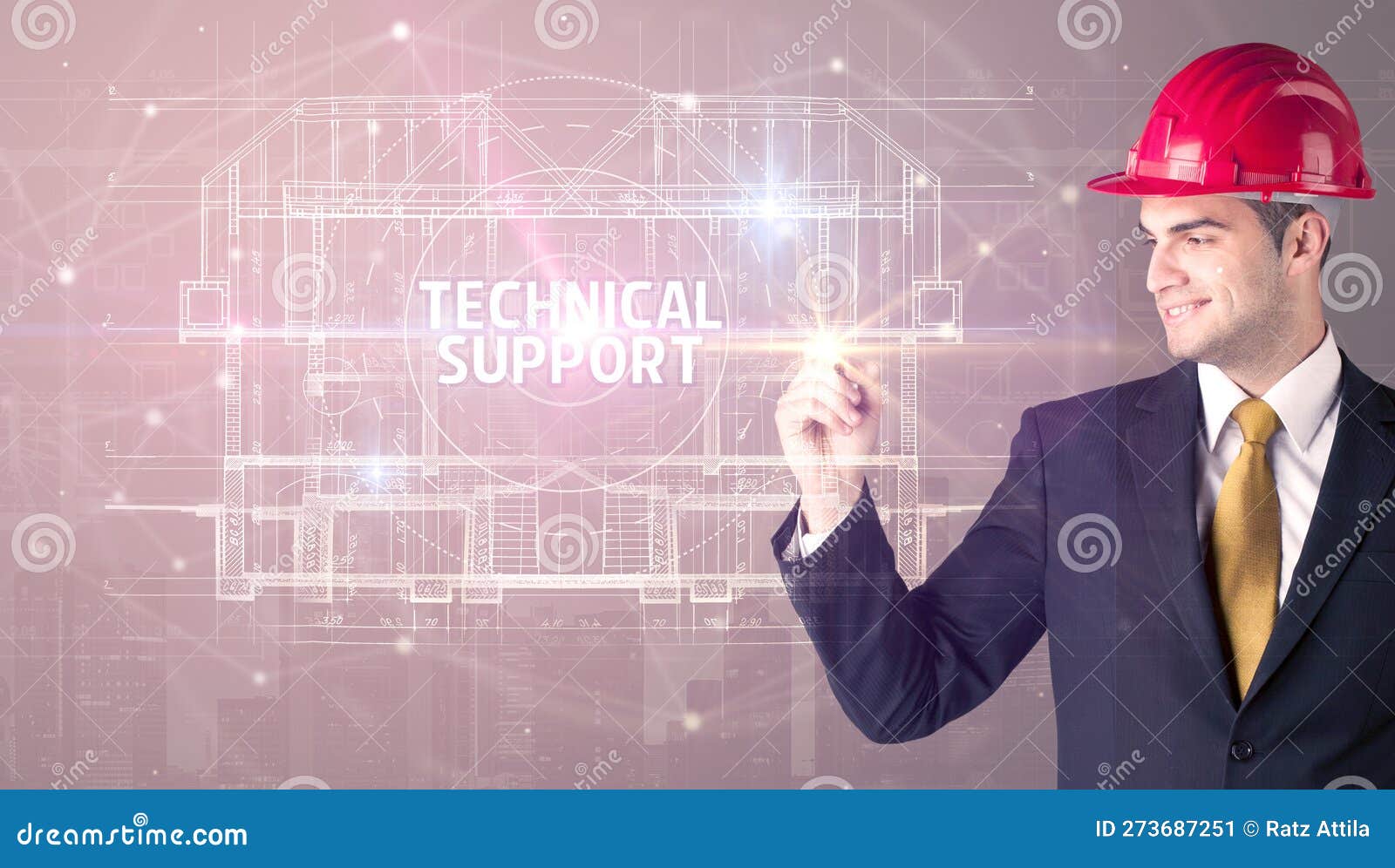 Handsome Architect Drawing with Helmet Stock Image - Image of tool, safety: 273687251
