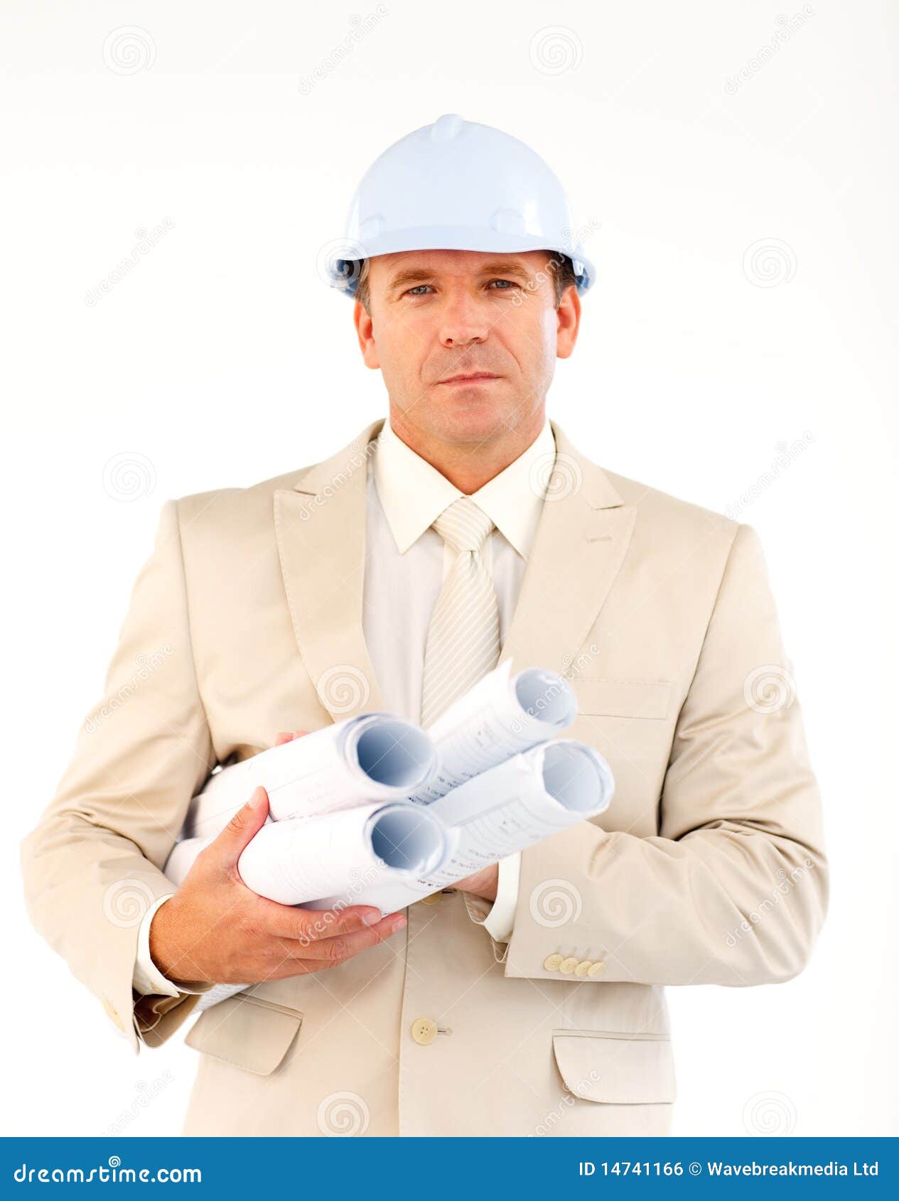 Handsome Architect Holding Blueprints Stock Photo - Image of mature ...