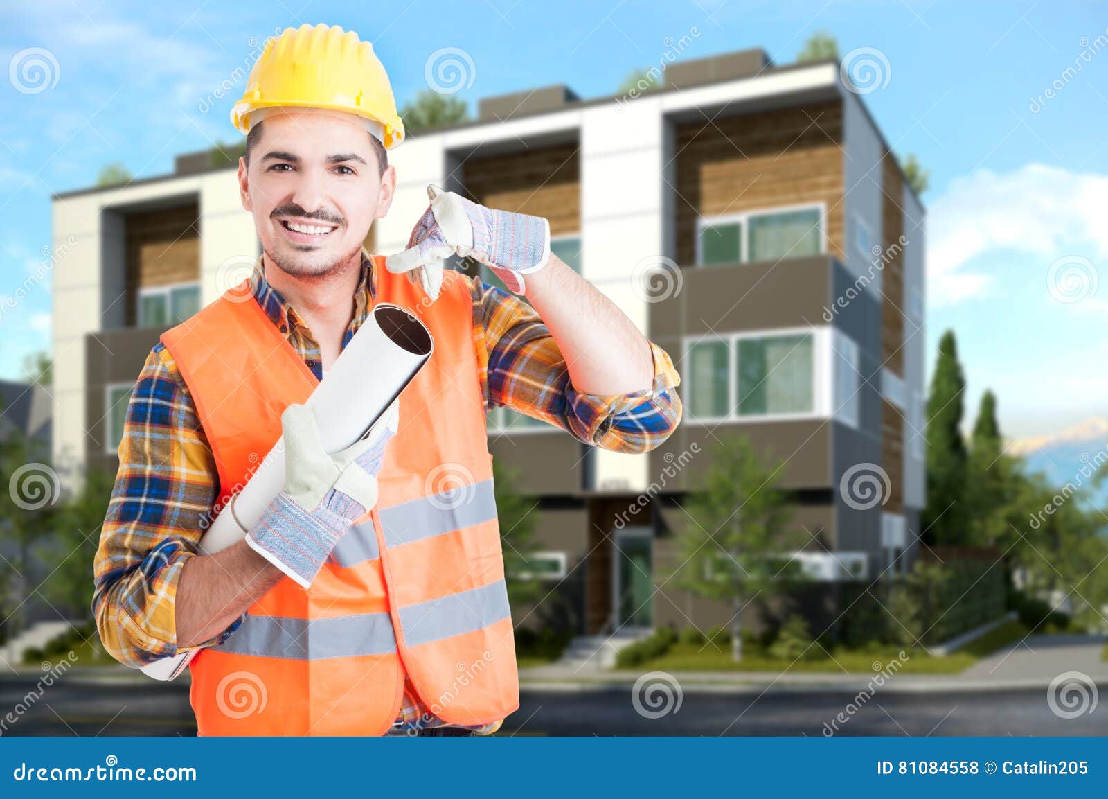 Handsome Architect Holding Construction Project Stock Photo - Image of ...